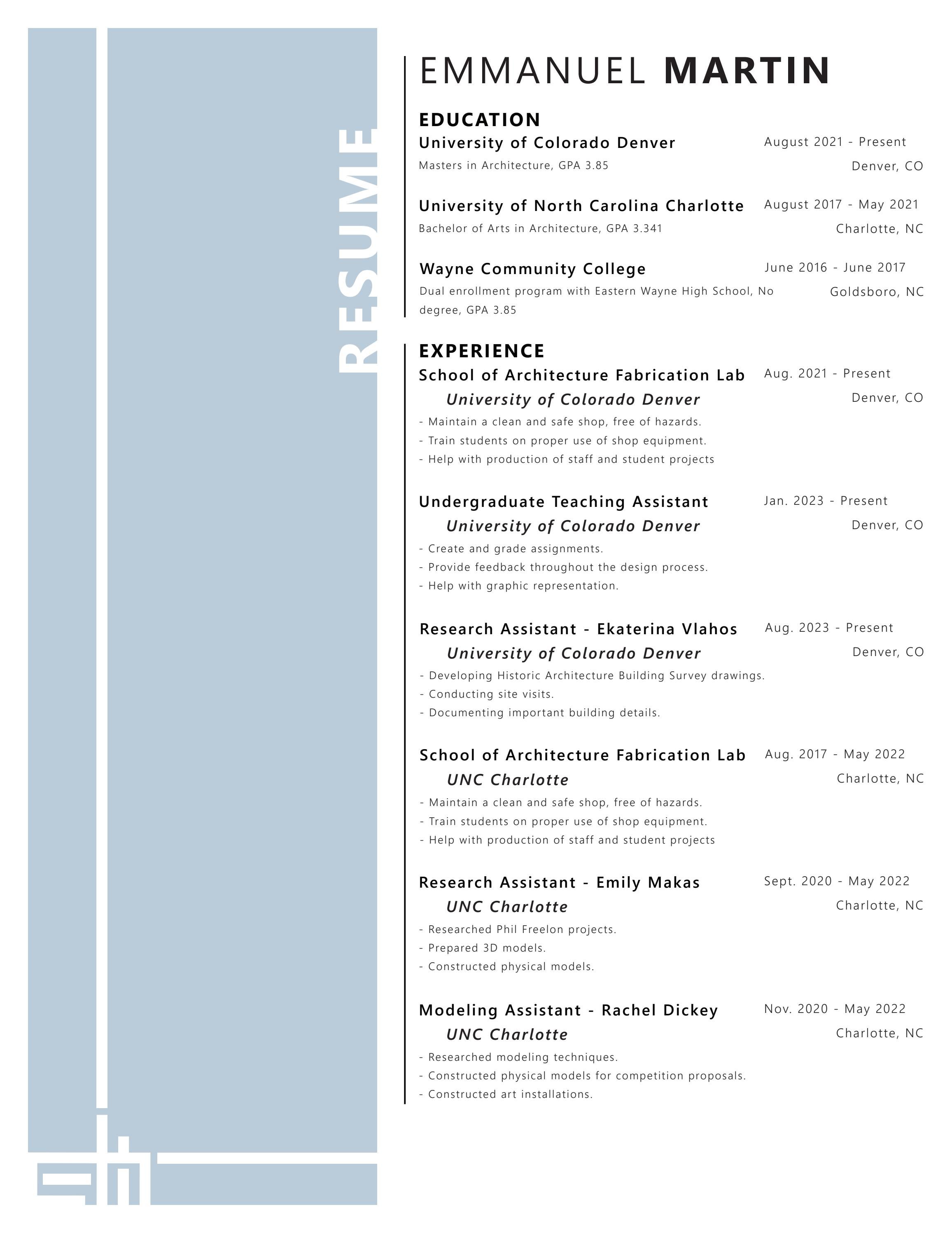 Architecture Resume by emarti98 - Issuu
