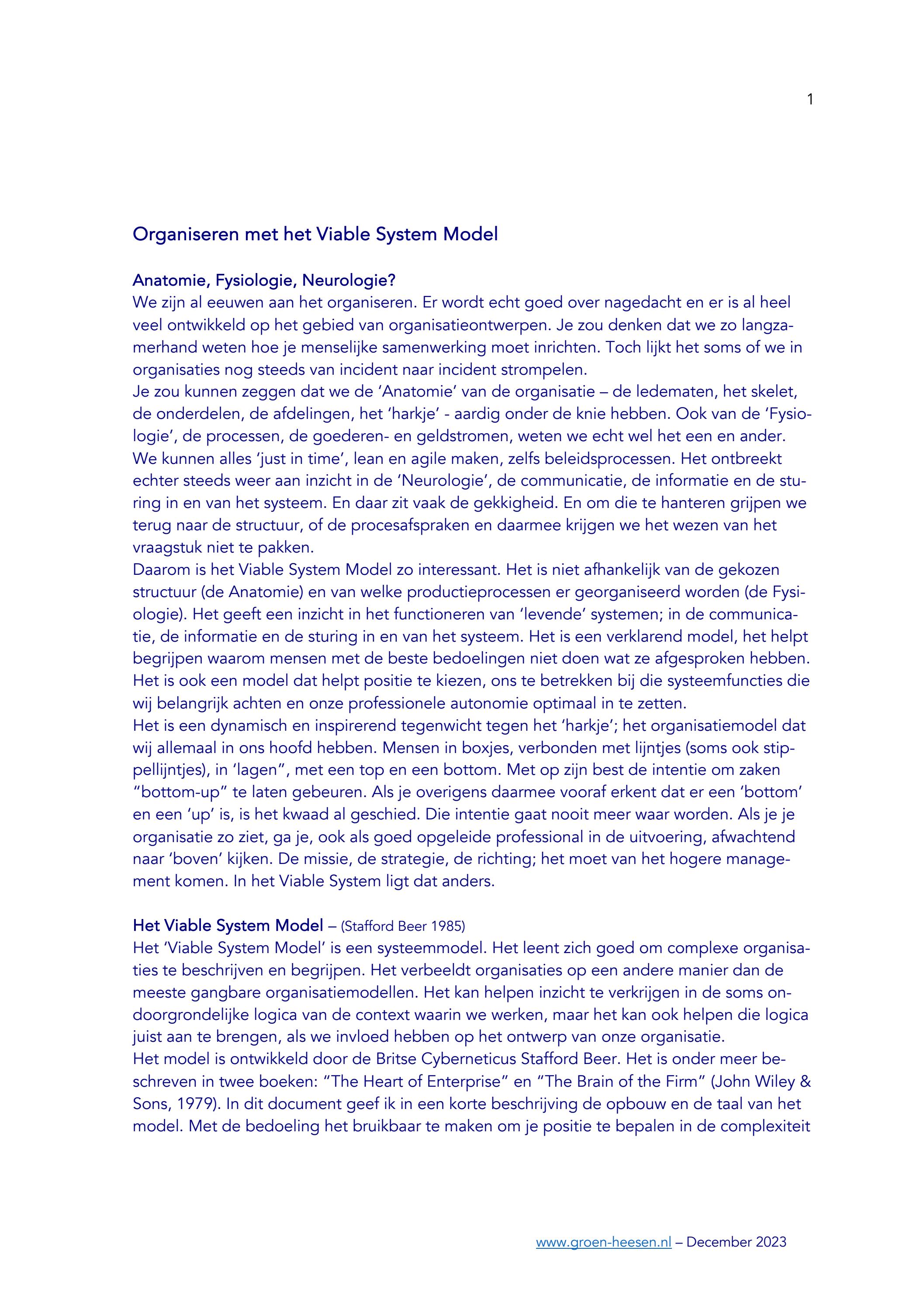 Organiseren met het Viable System Model by ajngroen - Issuu