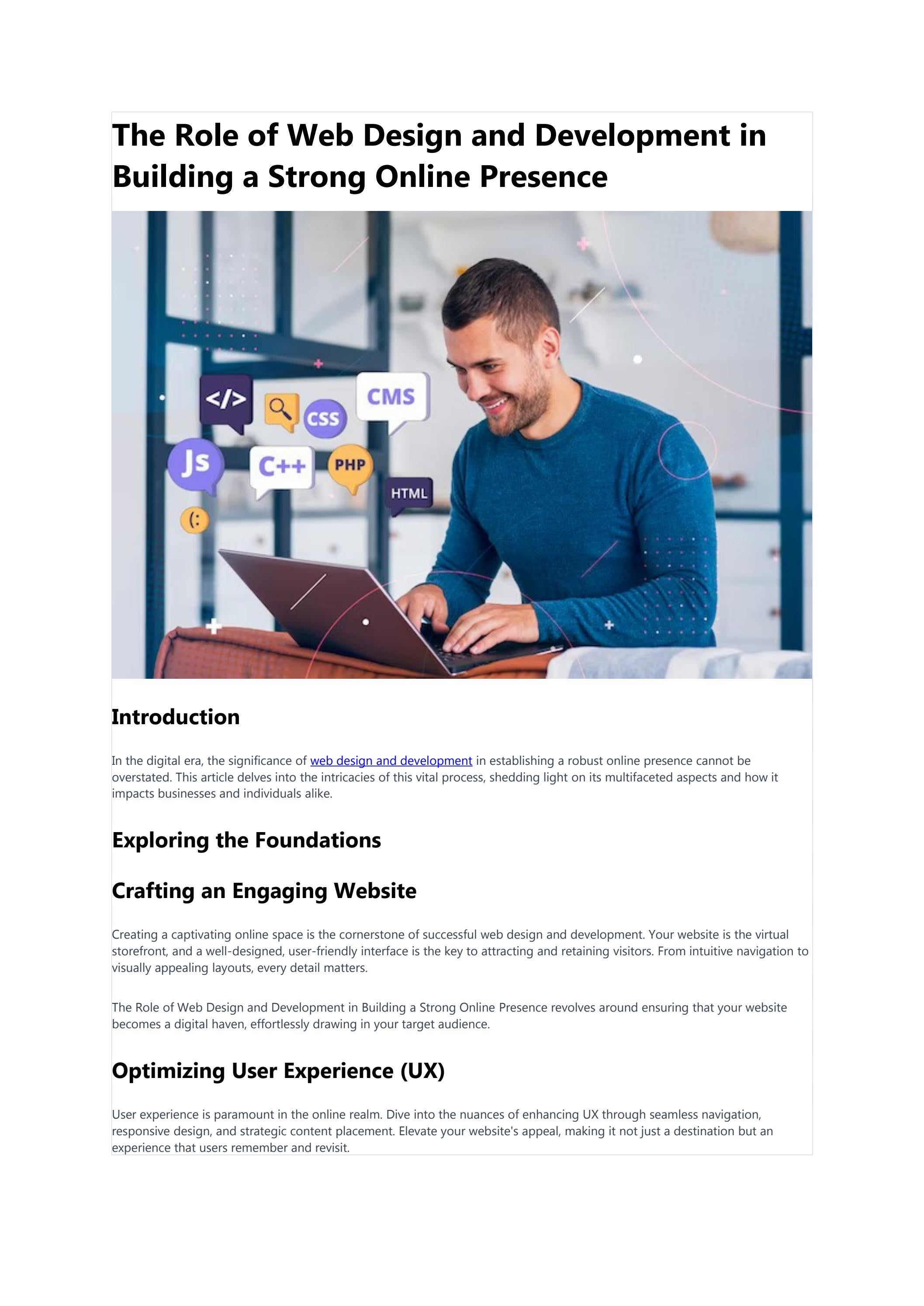The Role of Web Design and Development in Building a Strong Online ...