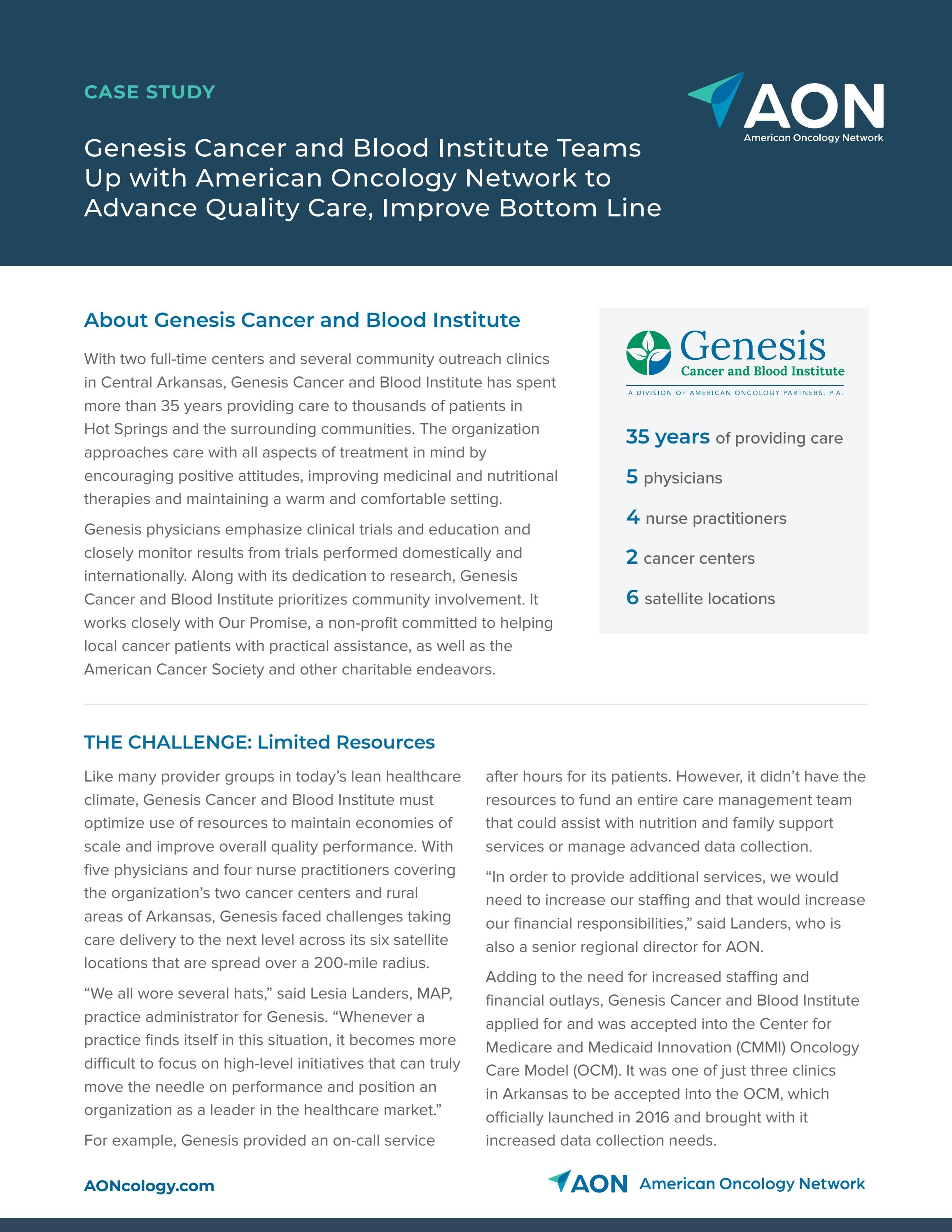 Genesis Cancer and Blood Institute Teams Up with American Oncology ...