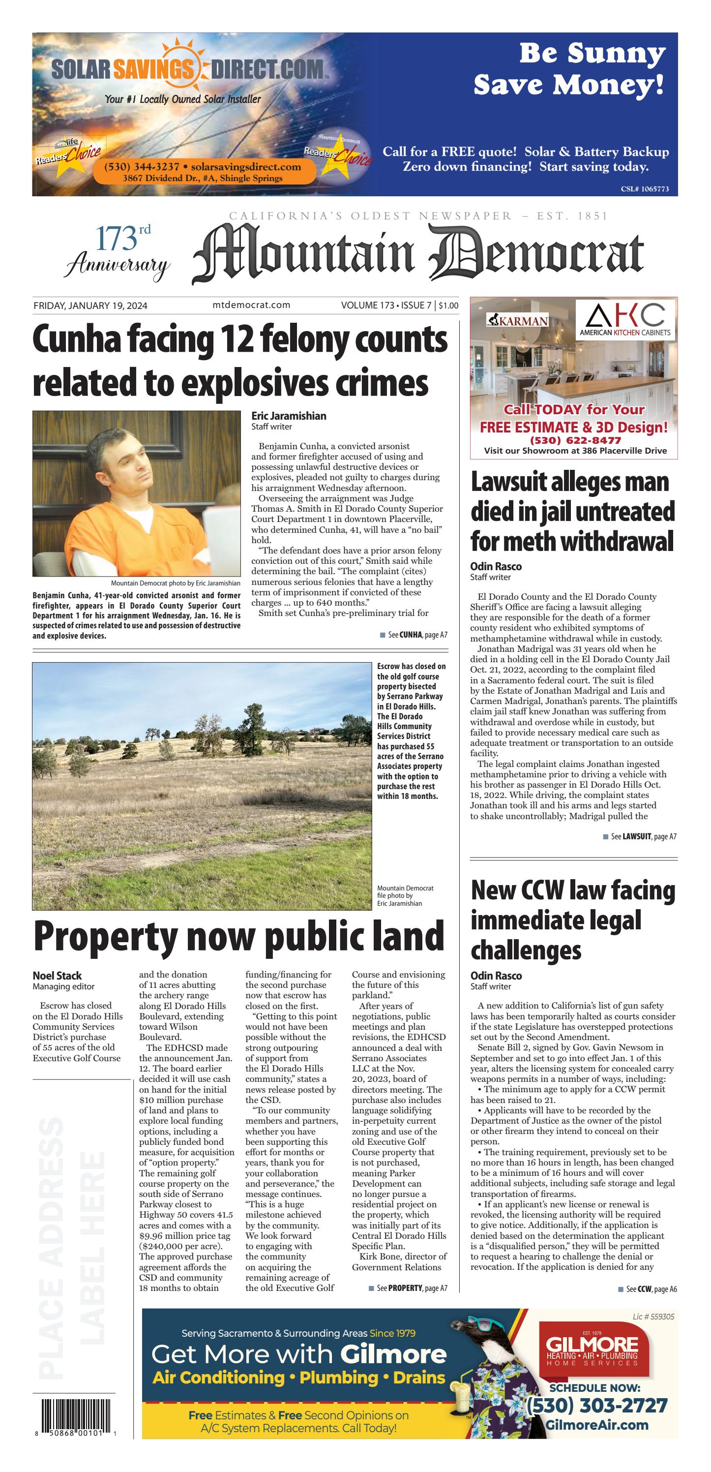 Mountain Democrat, Friday, January 19, 2024 by mcnaughtonmedia - Issuu