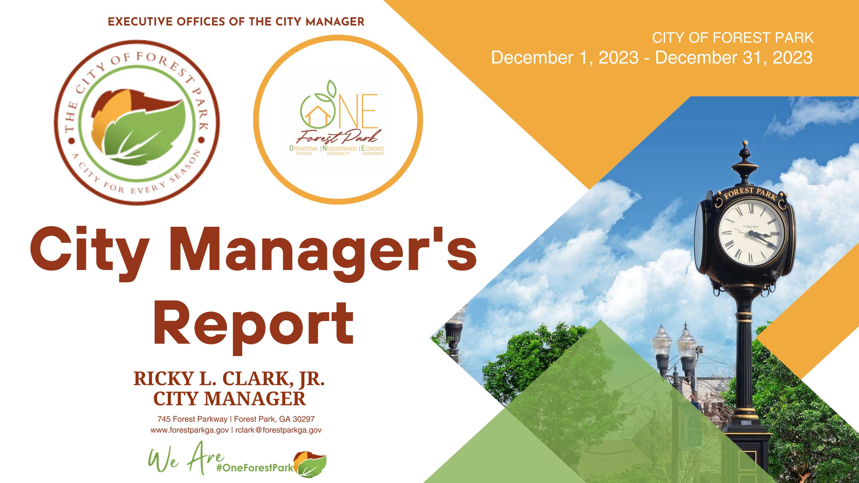 City Manager's Report: December 2023 by rickyclarkcitymanager - Issuu