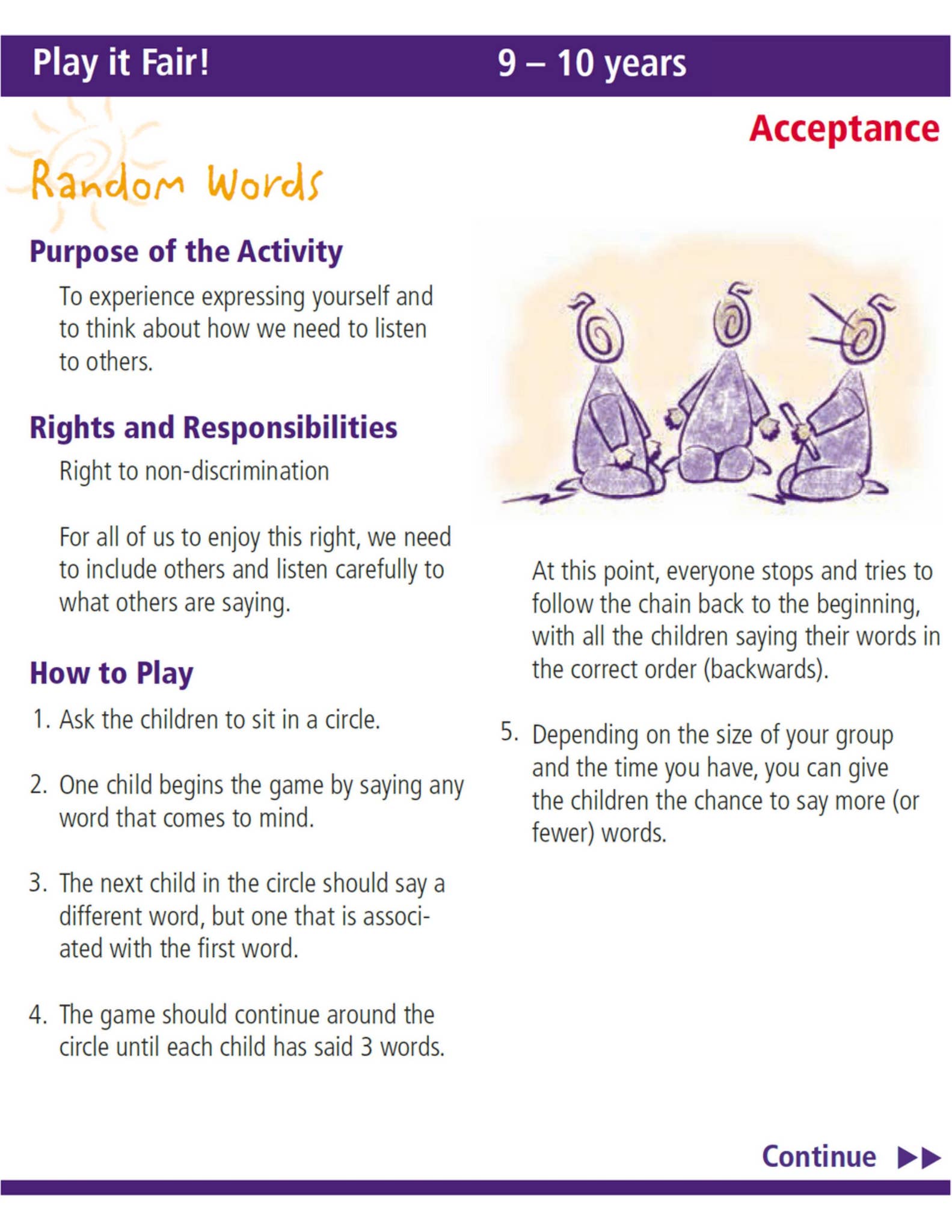 PIF = Random Words Ages 9-10 (Acceptance by Girl Scouts of Northeast ...