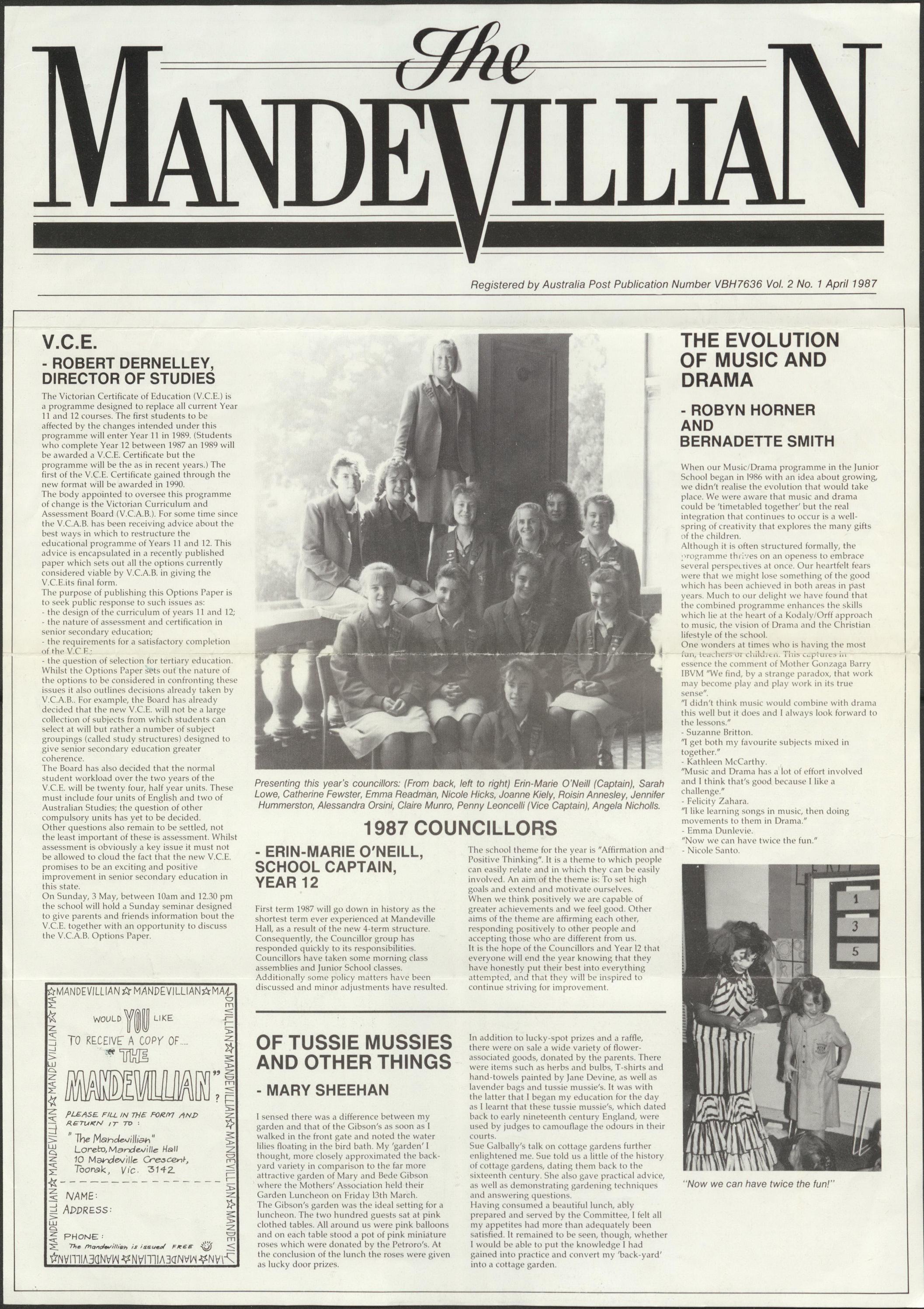 The Mandevillian, 1987, Vol2, No1 by Loreto Toorak - Issuu