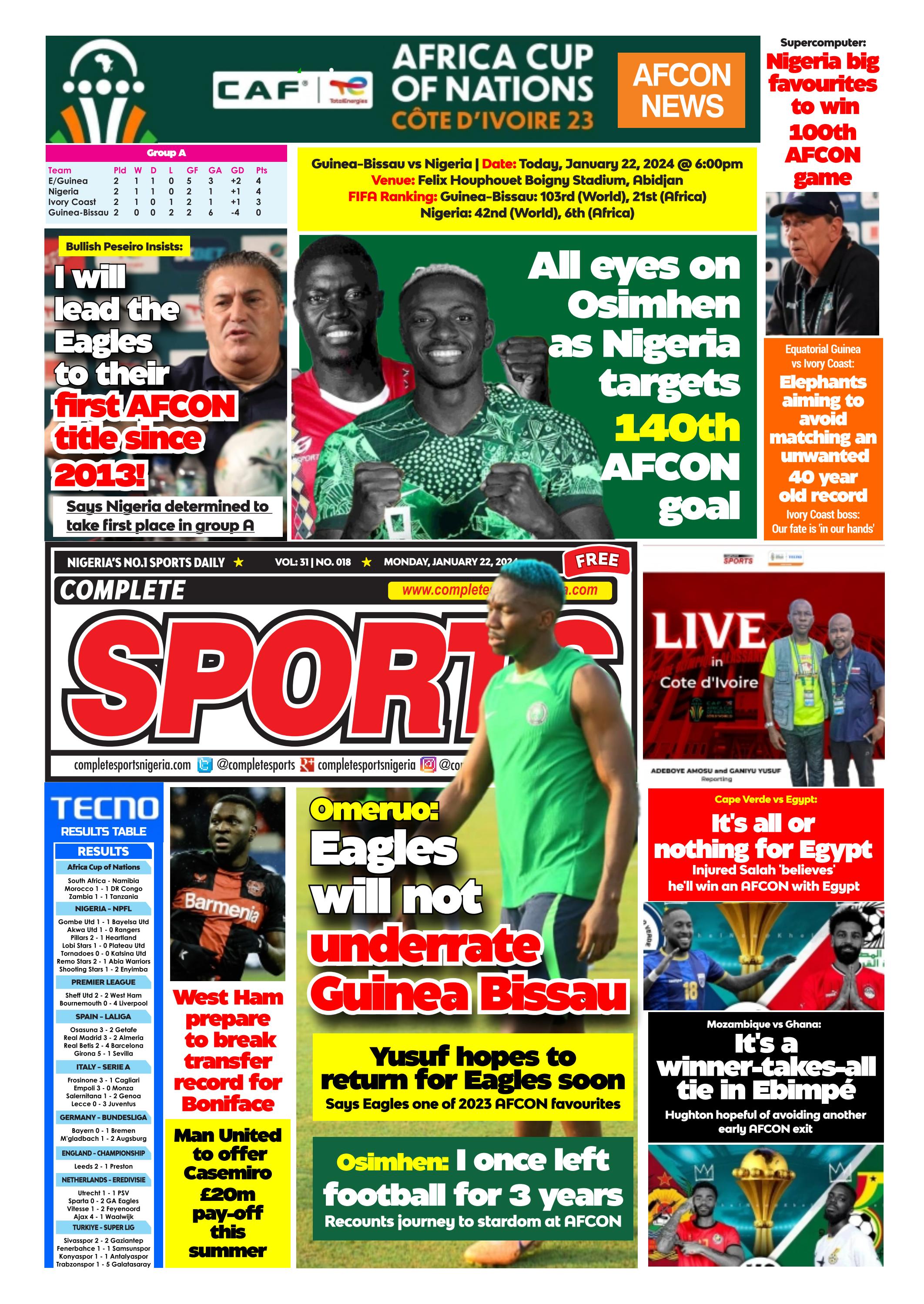 COMPLETE SPORTS - MONDAY, JAN 22, 2024 by Complete Sports - Issuu
