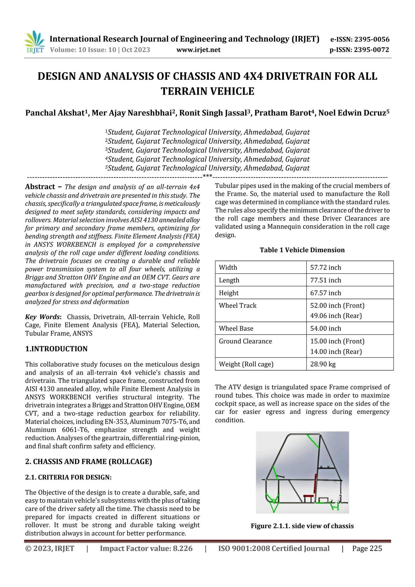 DESIGN AND ANALYSIS OF CHASSIS AND 4X4 DRIVETRAIN FOR ALL TERRAIN ...