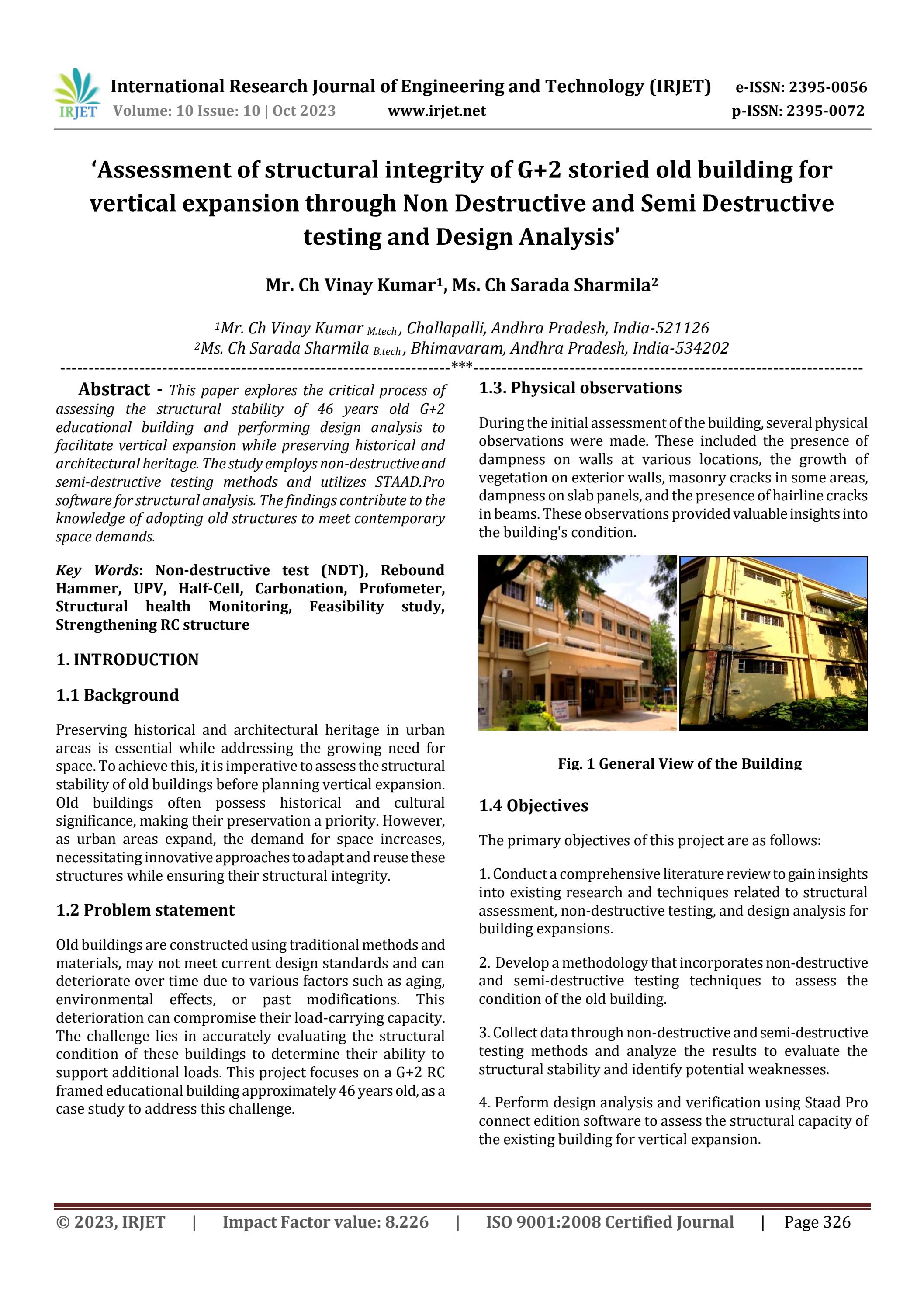 ‘Assessment of structural integrity of G+2 storied old building for ...