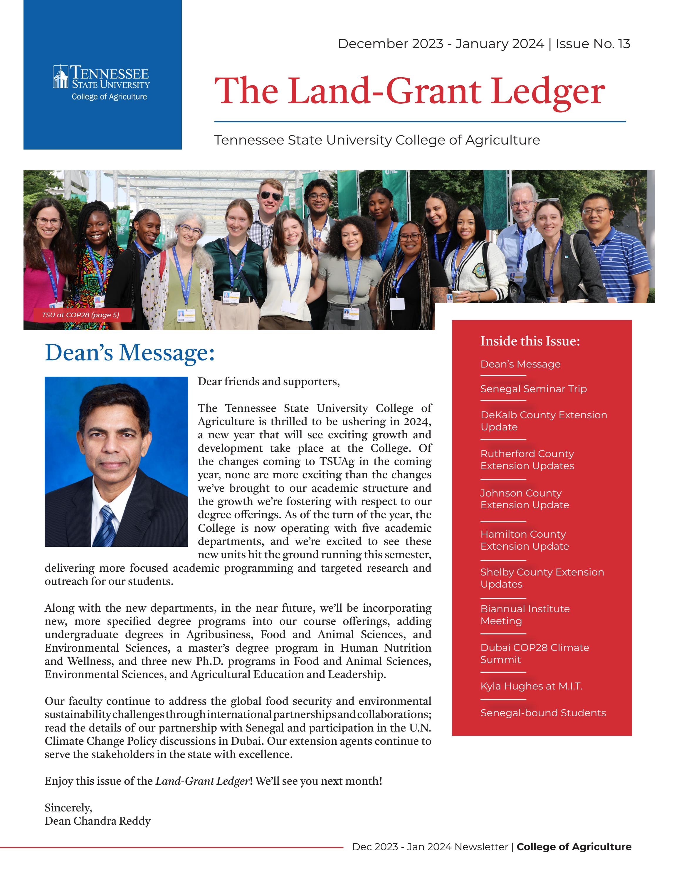 Dec. 2023 - Jan. 2024 Land-Grant Ledger by The Tennessee State ...