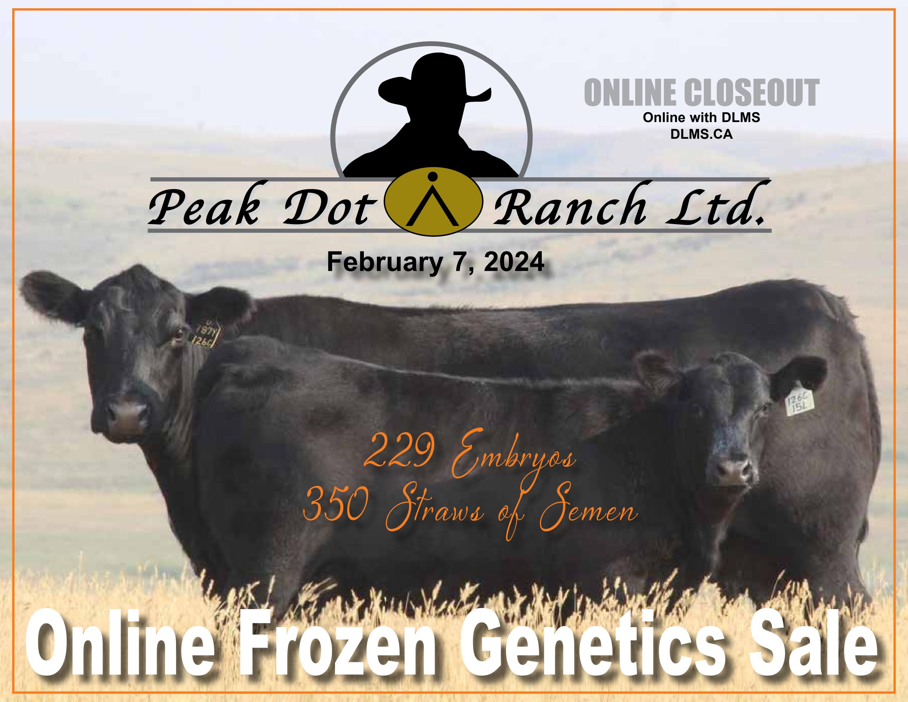 Peak Dot Ranch 2024 Online Frozen Genetics Sale by DLMS-Cattlevids.ca ...