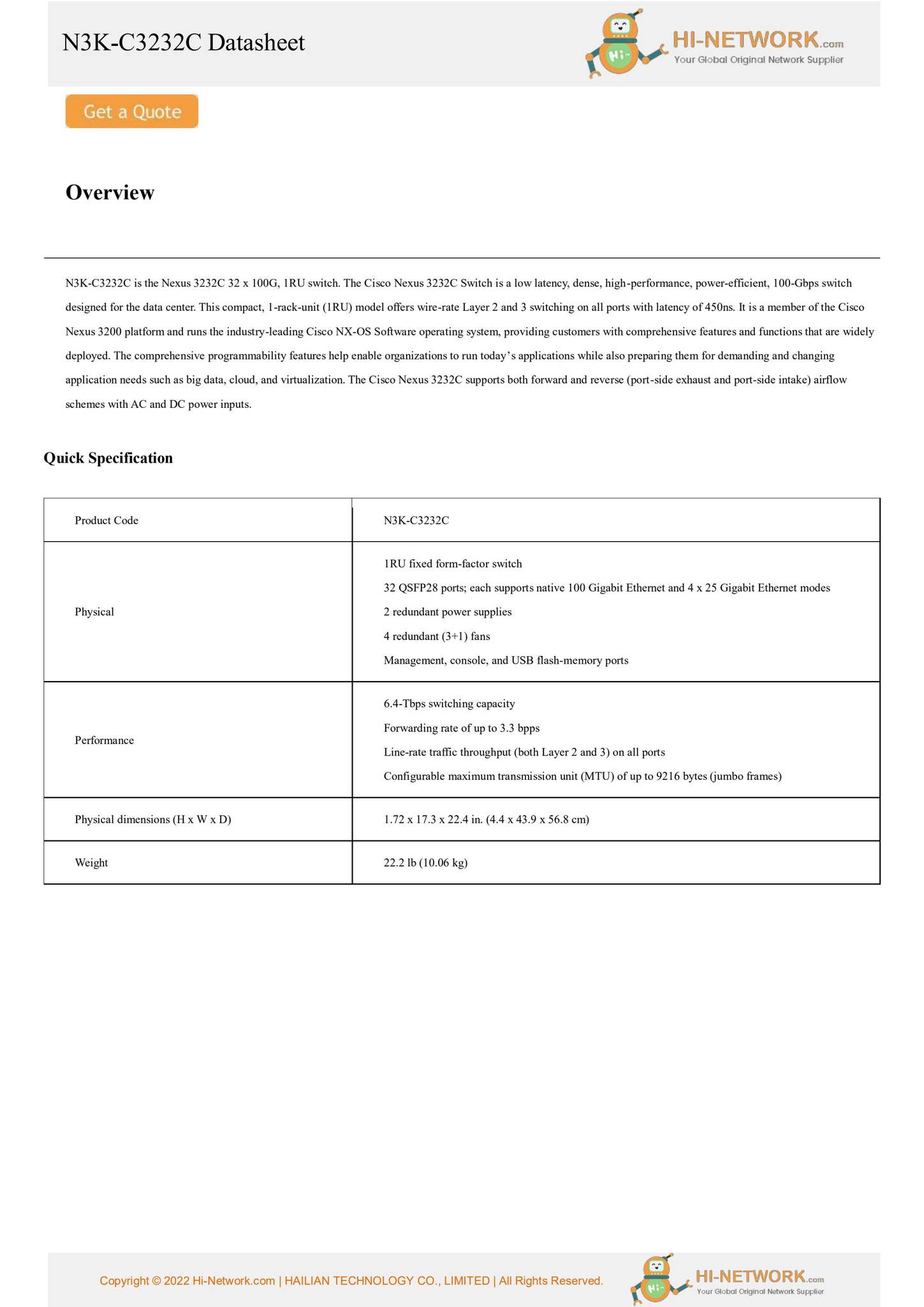 cisco-n3k-c3232c-datasheet.pdf by Hi-Network - Issuu