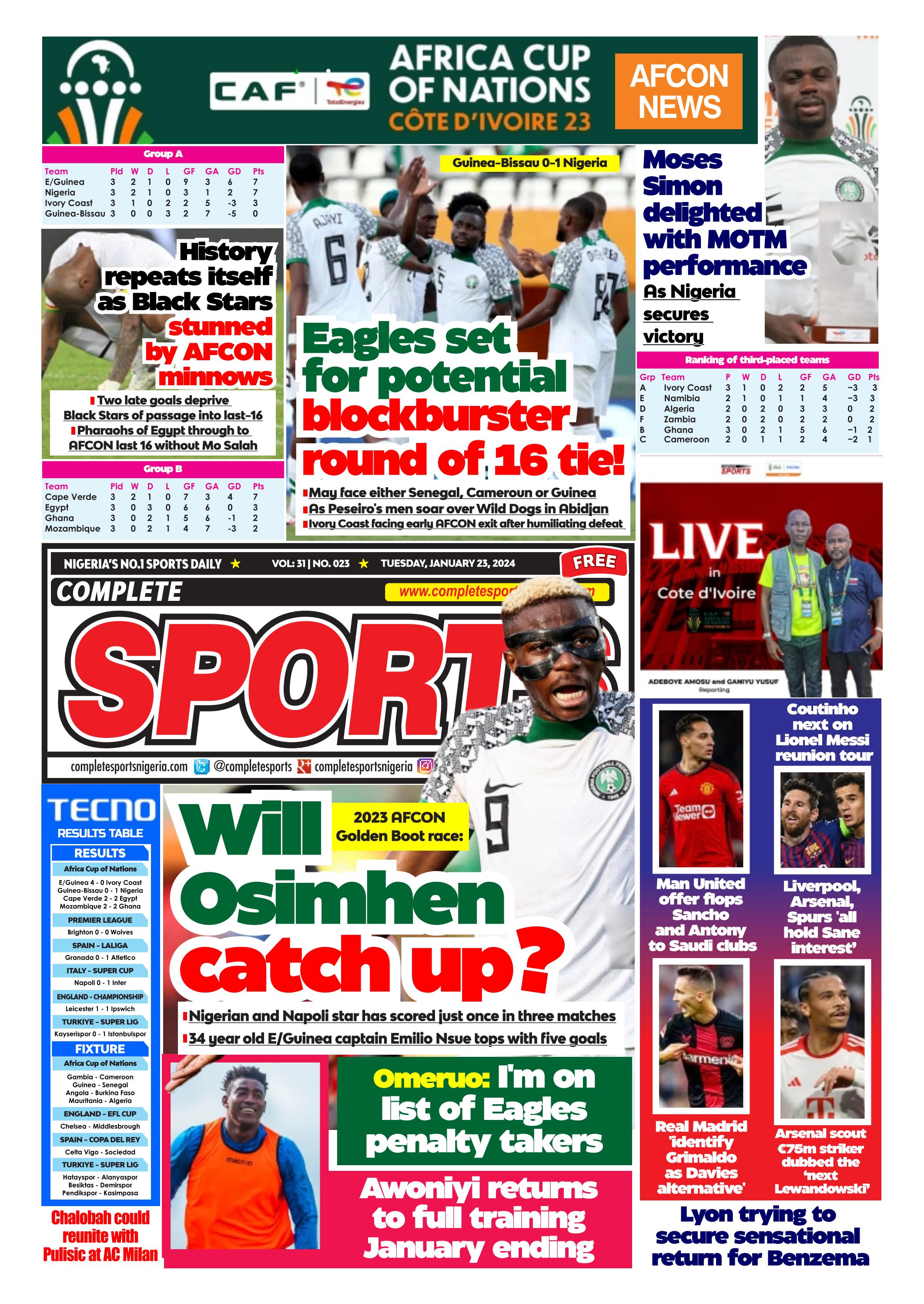 COMPLETE SPORTS - TUESDAY, JAN 23, 2024 by Complete Sports - Issuu