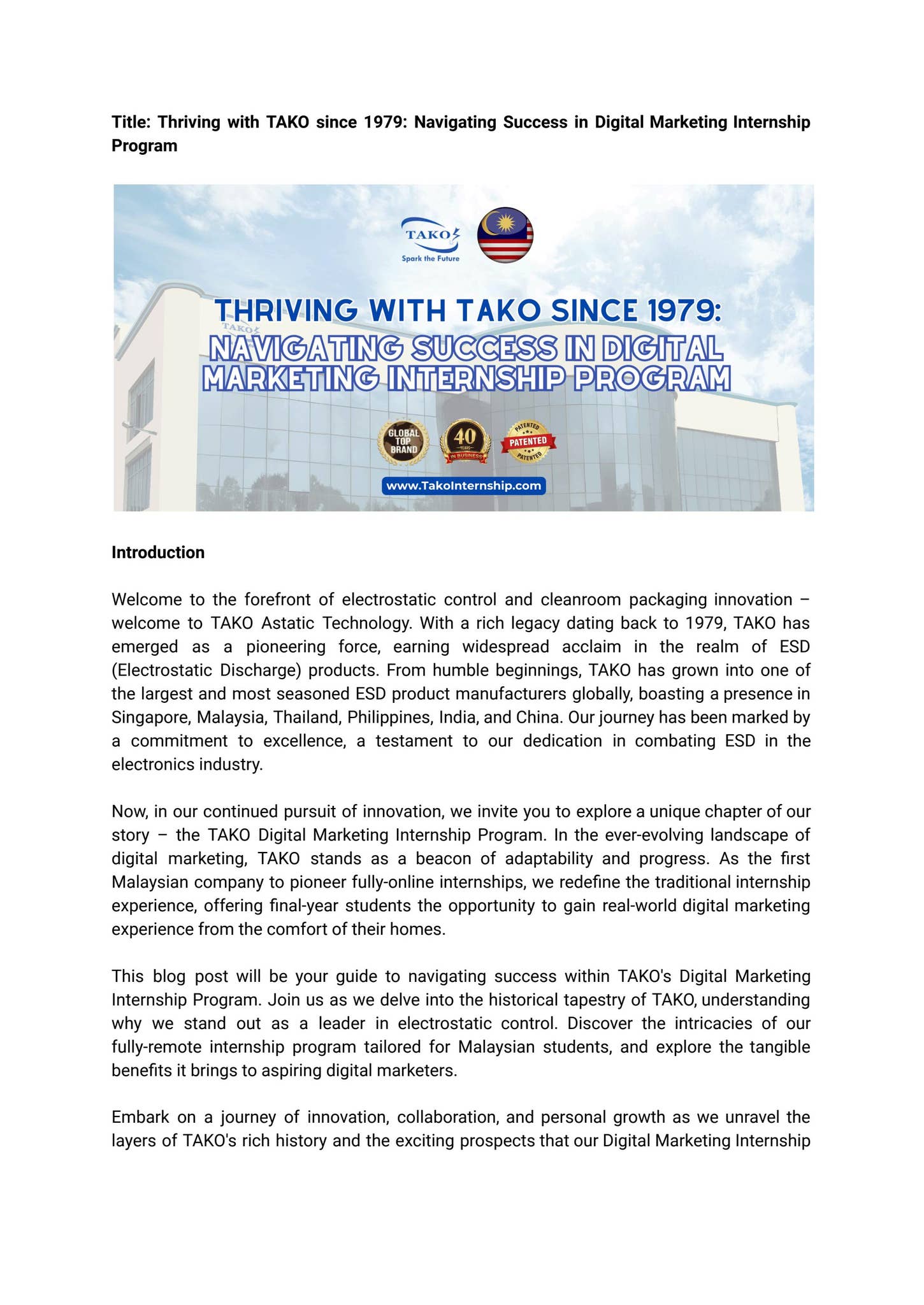 Thriving with TAKO since 1979: Navigating Success in Digital Marketing ...