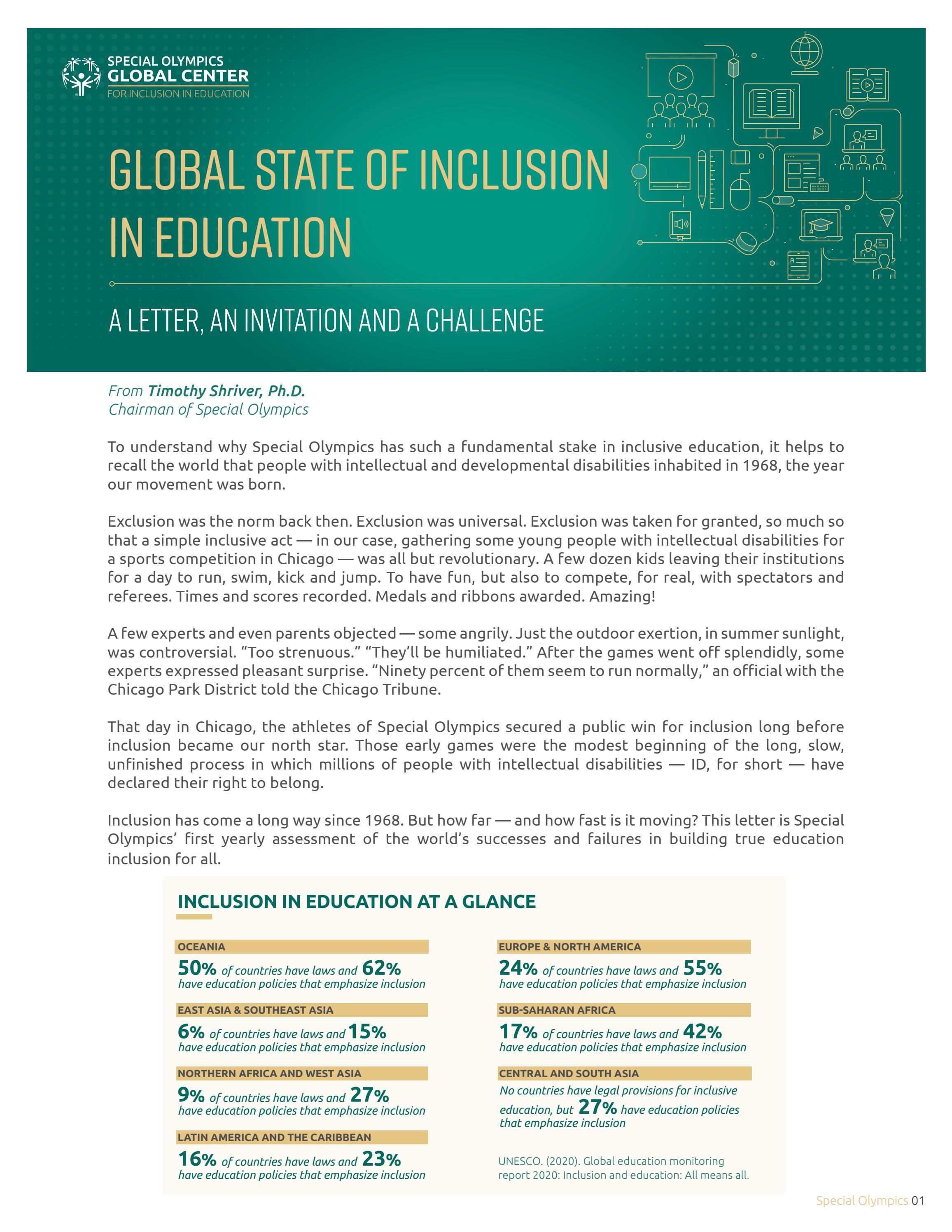 Global State of Inclusion Letter by SpecialOlympicsTN - Issuu