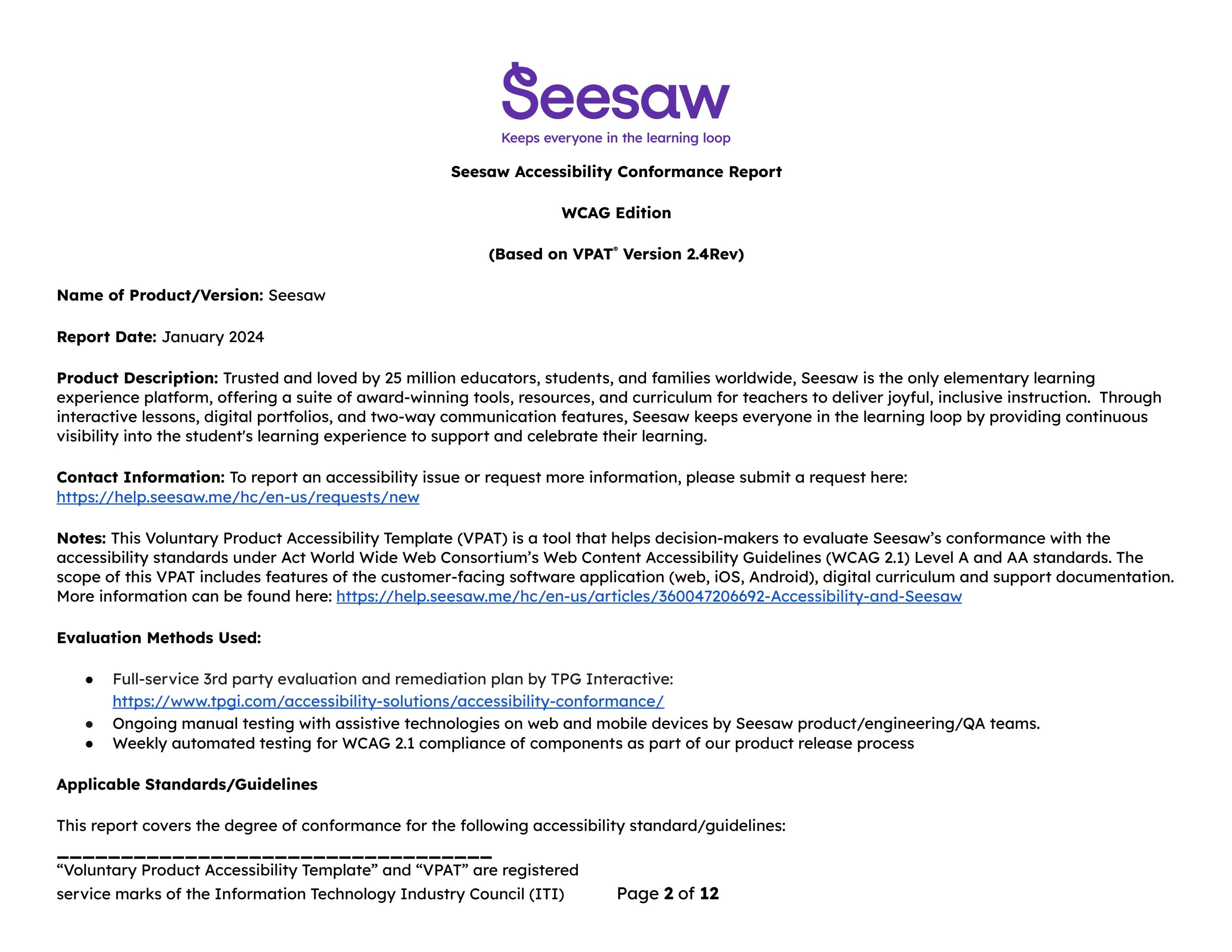 Seesaw Accessibility Conformance Report by seesawlearning - Issuu