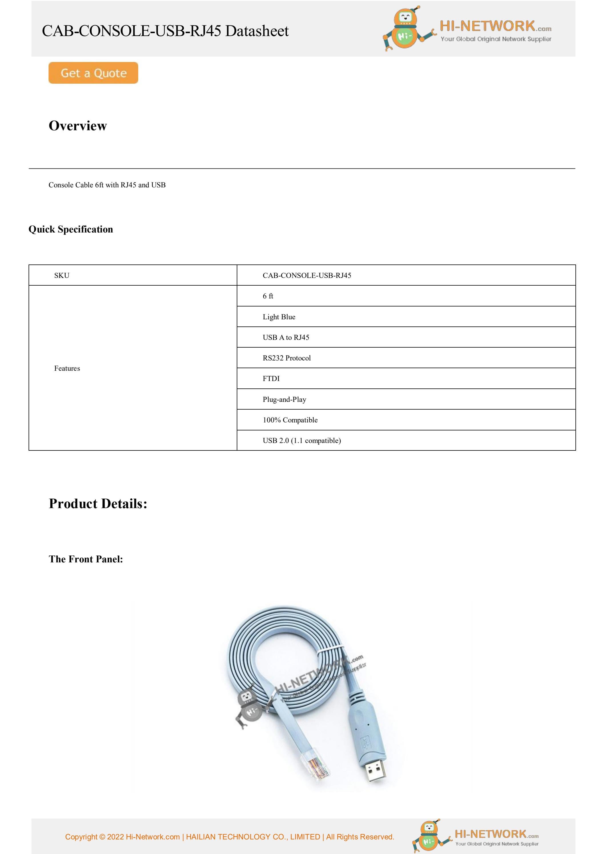 cisco-cab-console-usb-rj45-datasheet by Hi-Network - Issuu