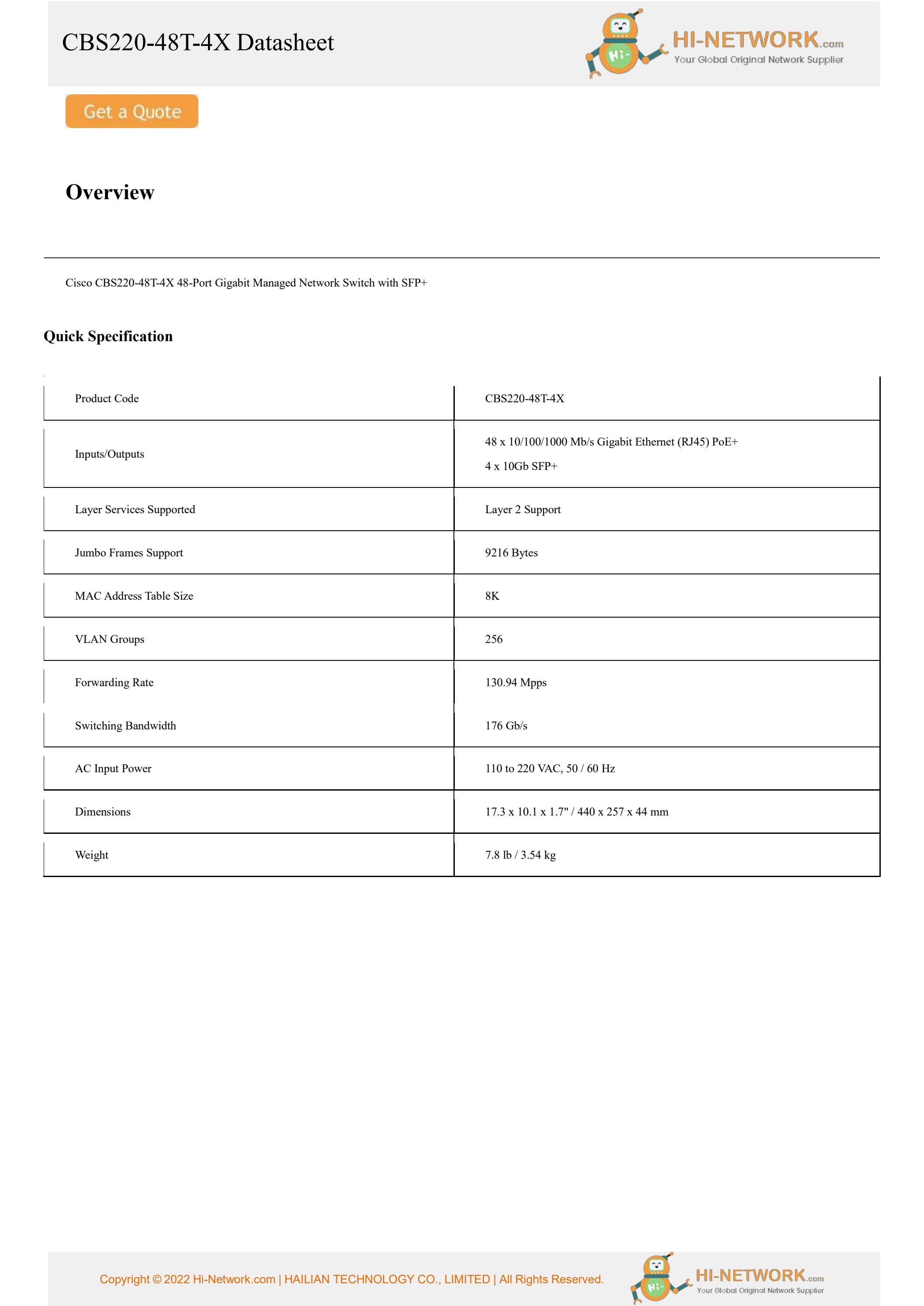 cisco-cbs220-48t-4x-datasheet by Hi-Network - Issuu