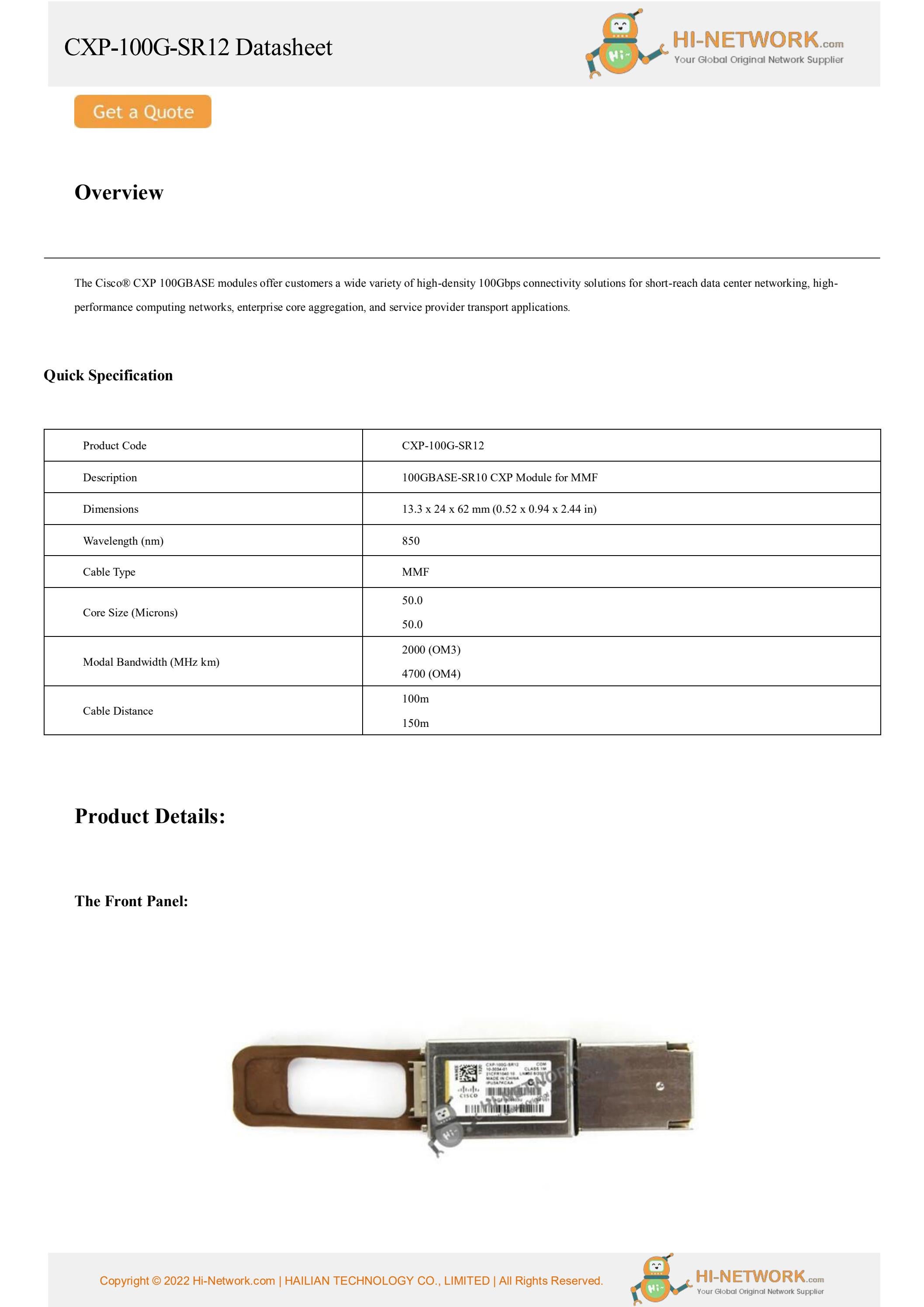cisco-cxp-100g-sr12-datasheet by Hi-Network - Issuu