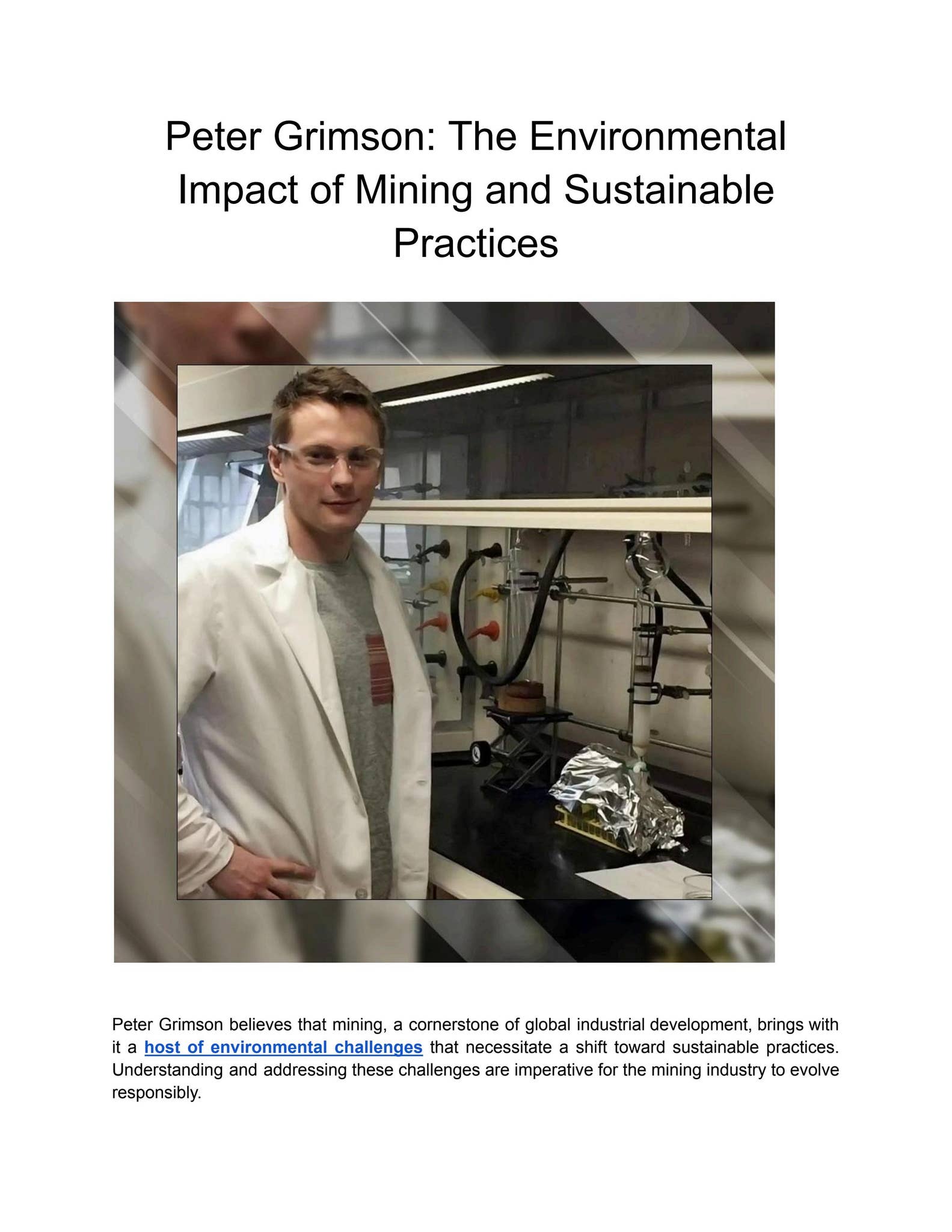 Peter Grimson: The Environmental Impact of Mining and Sustainable ...