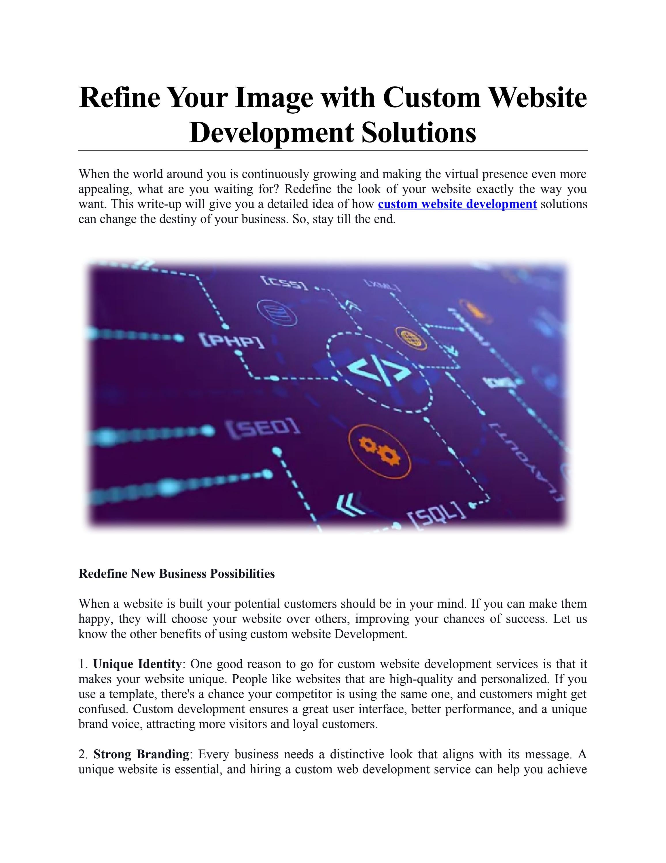 Refine Your Image with Custom Website Development Solutions by Webvio ...