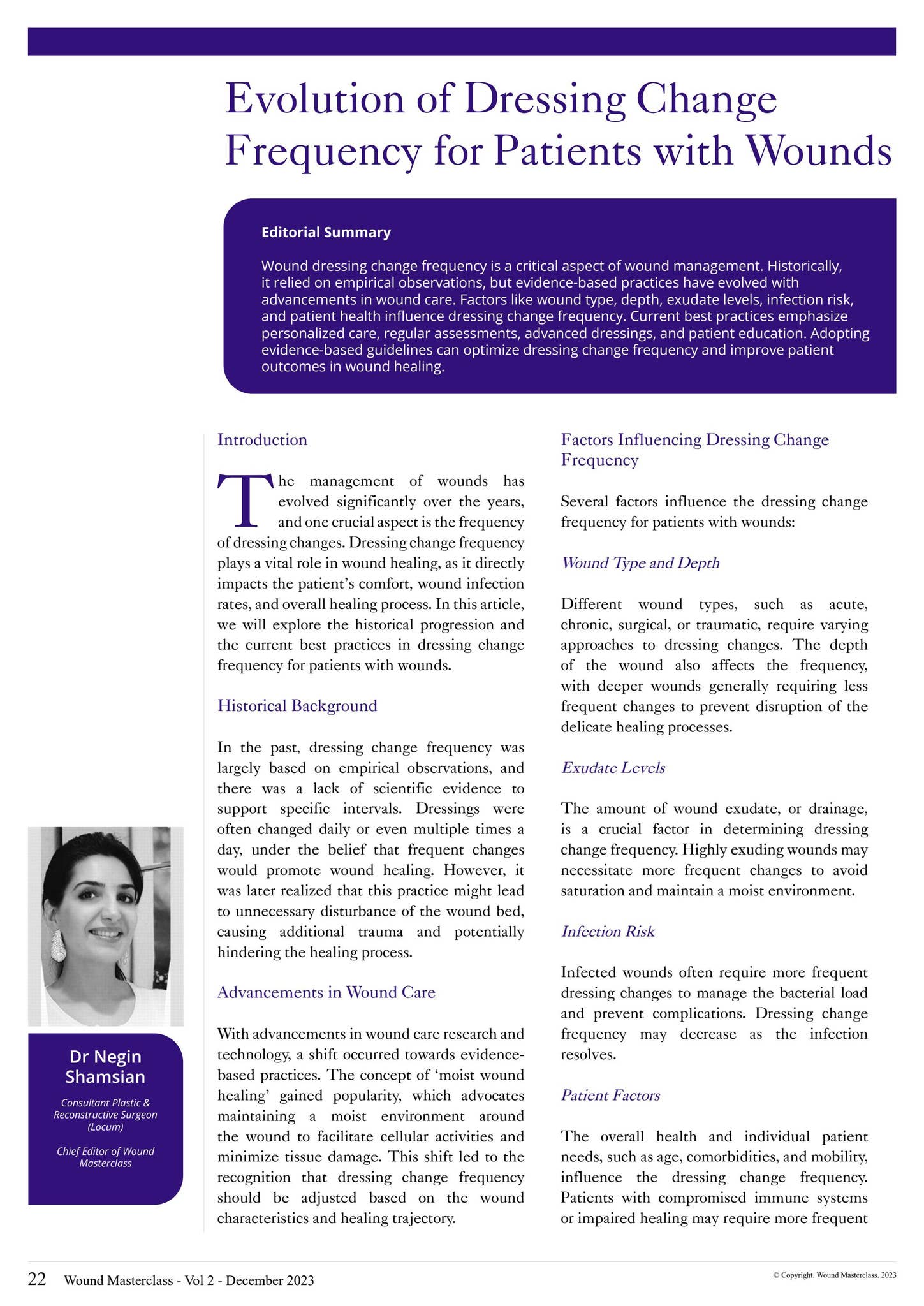 Evolution of Dressing Change Frequency for Patients with Wounds by ...