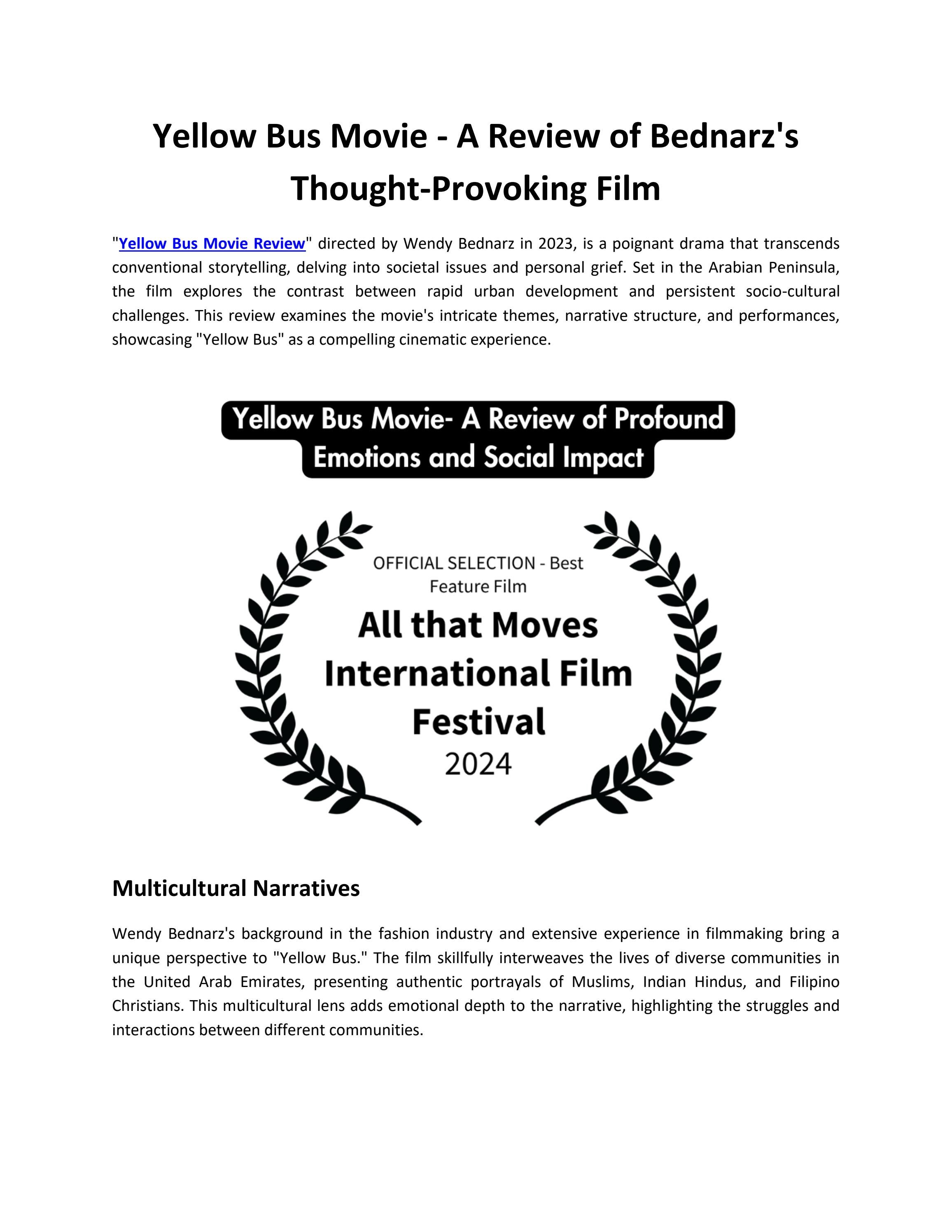 Yellow Bus Movie - A Review of Bednarz's Thought-Provoking Film by ...