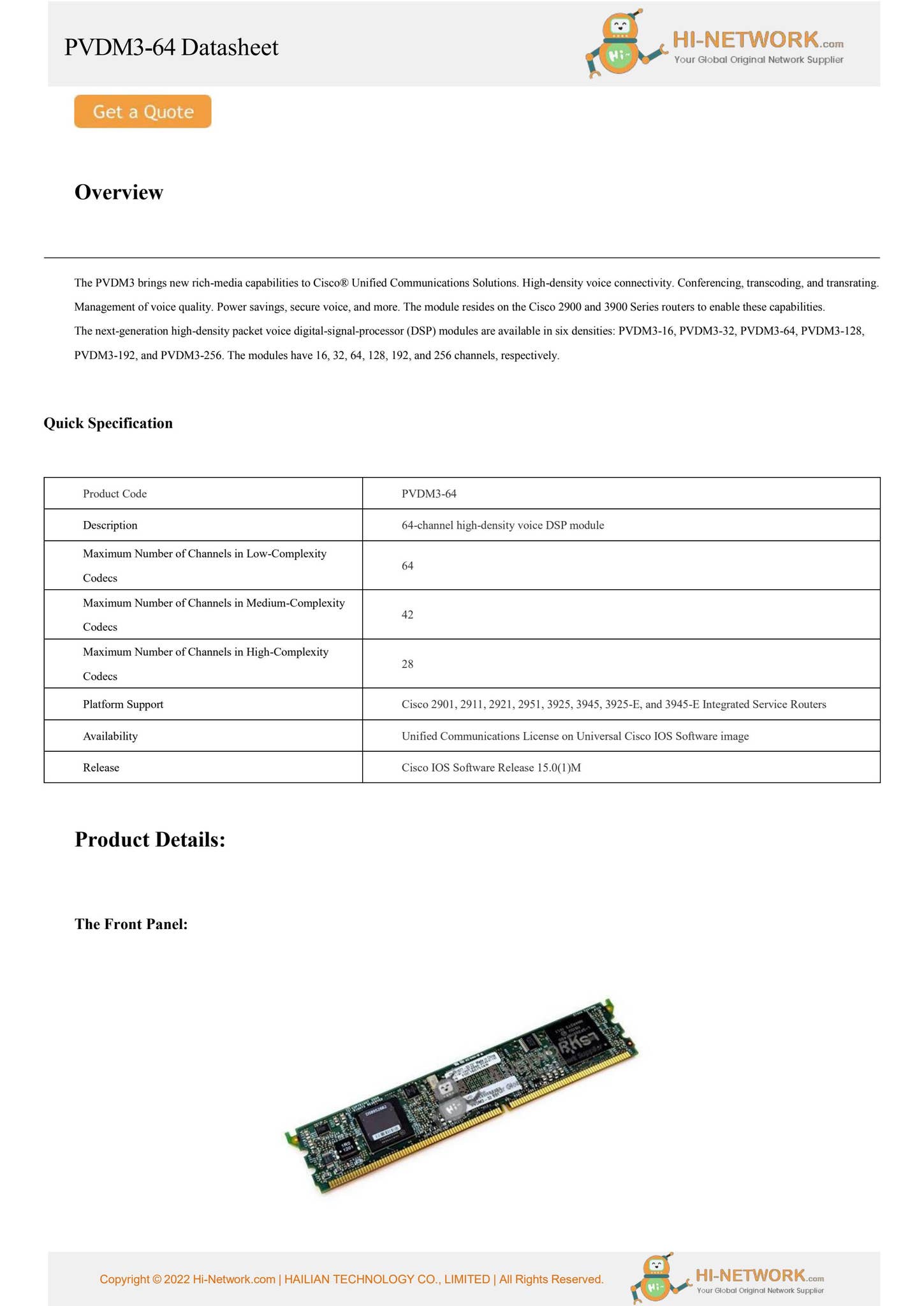 cisco-pvdm3-64-datasheet by Hi-Network - Issuu