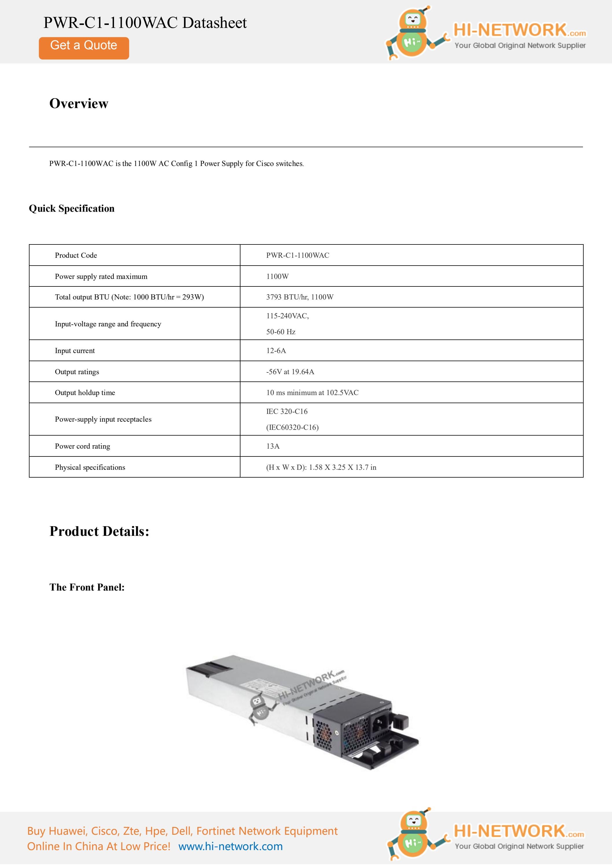 cisco-pwr-c1-1100wac-datasheet by Hi-Network - Issuu