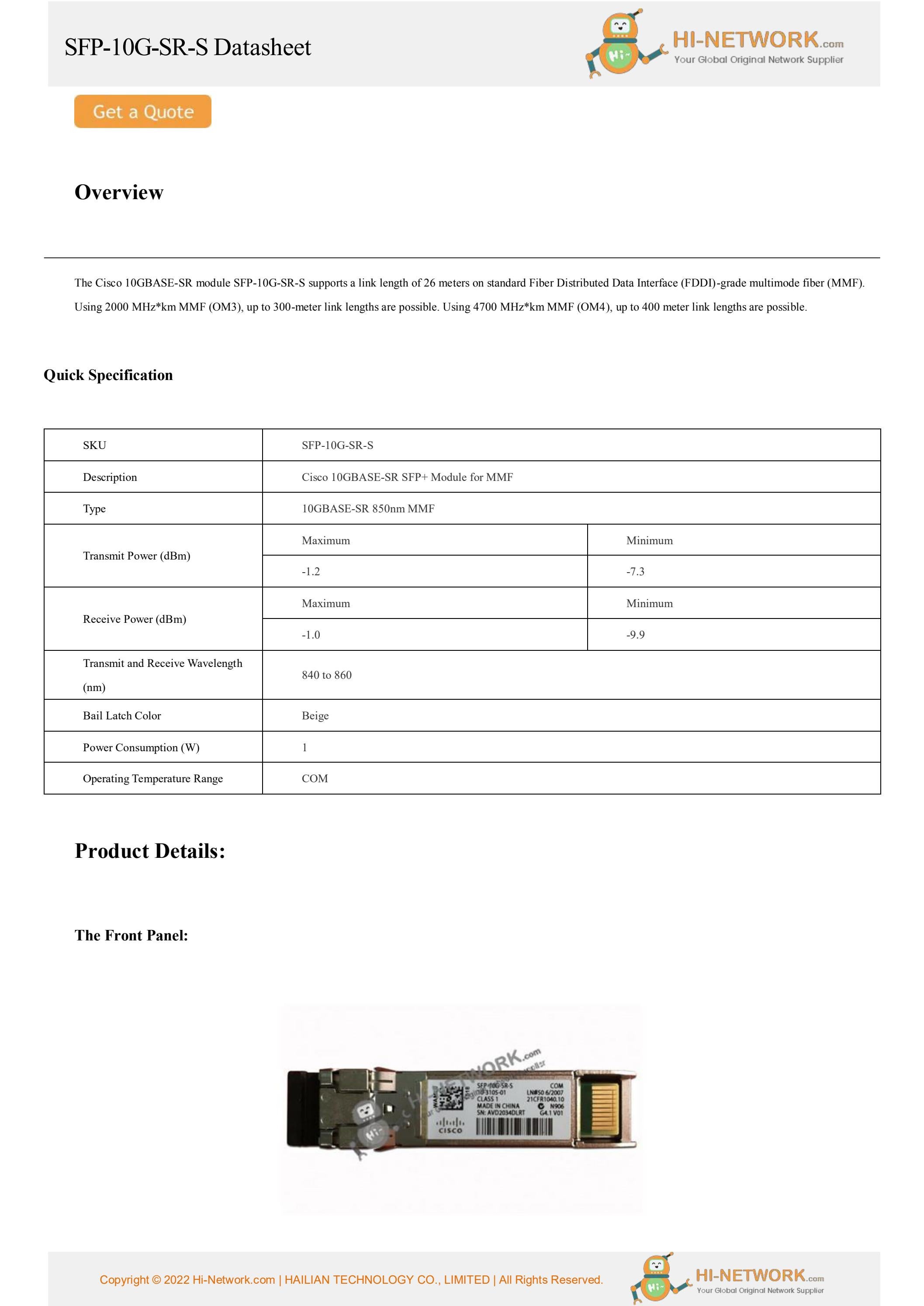 cisco-sfp-10g-sr-s-datasheet by Hi-Network - Issuu