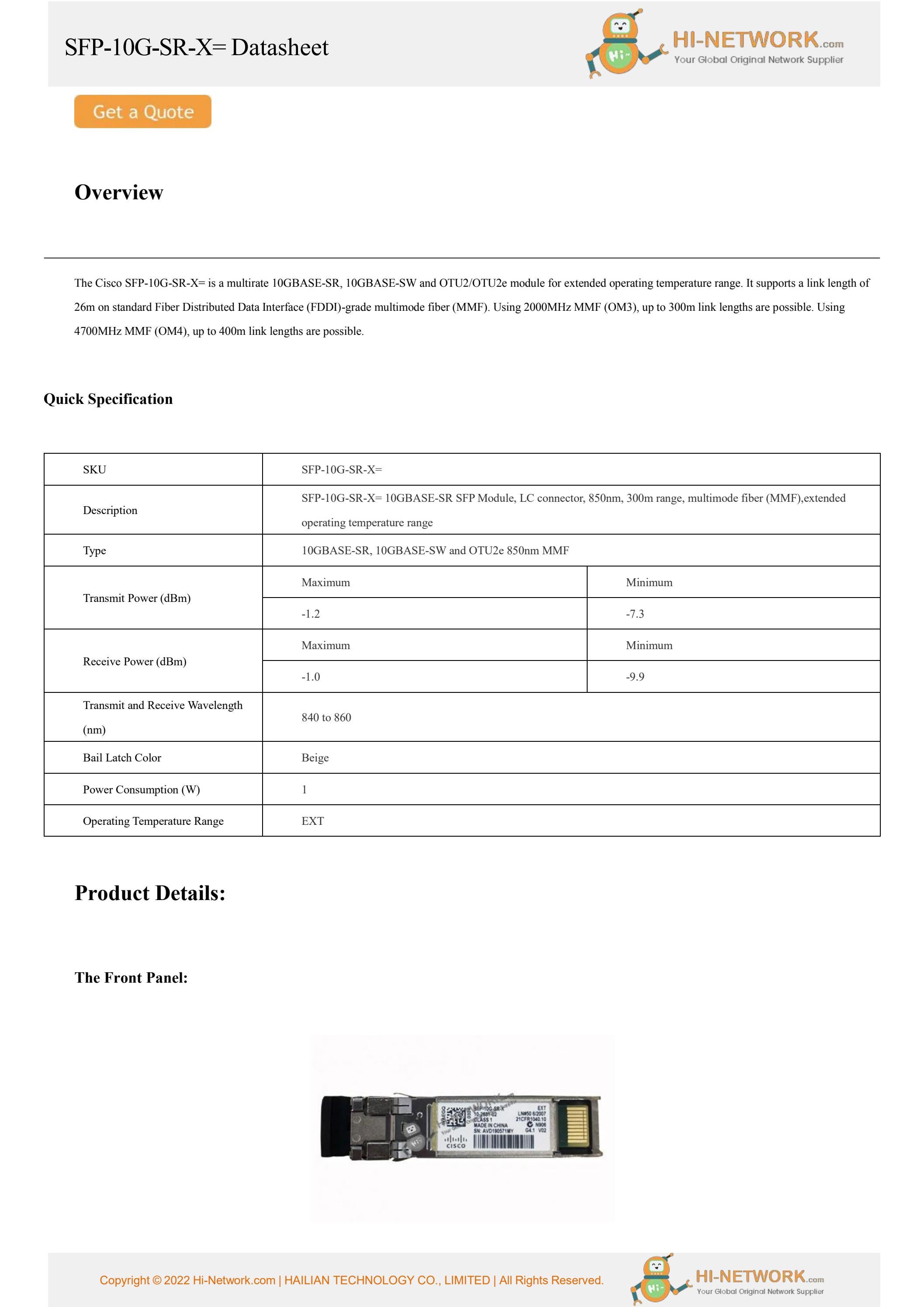 cisco-sfp-10g-sr-x=-datasheet by Hi-Network - Issuu