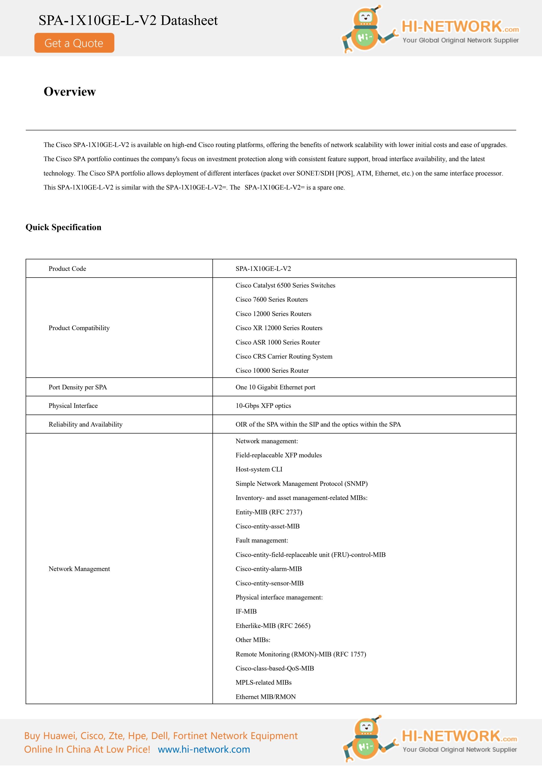cisco-spa-1x10ge-l-v2-datasheet by Hi-Network - Issuu