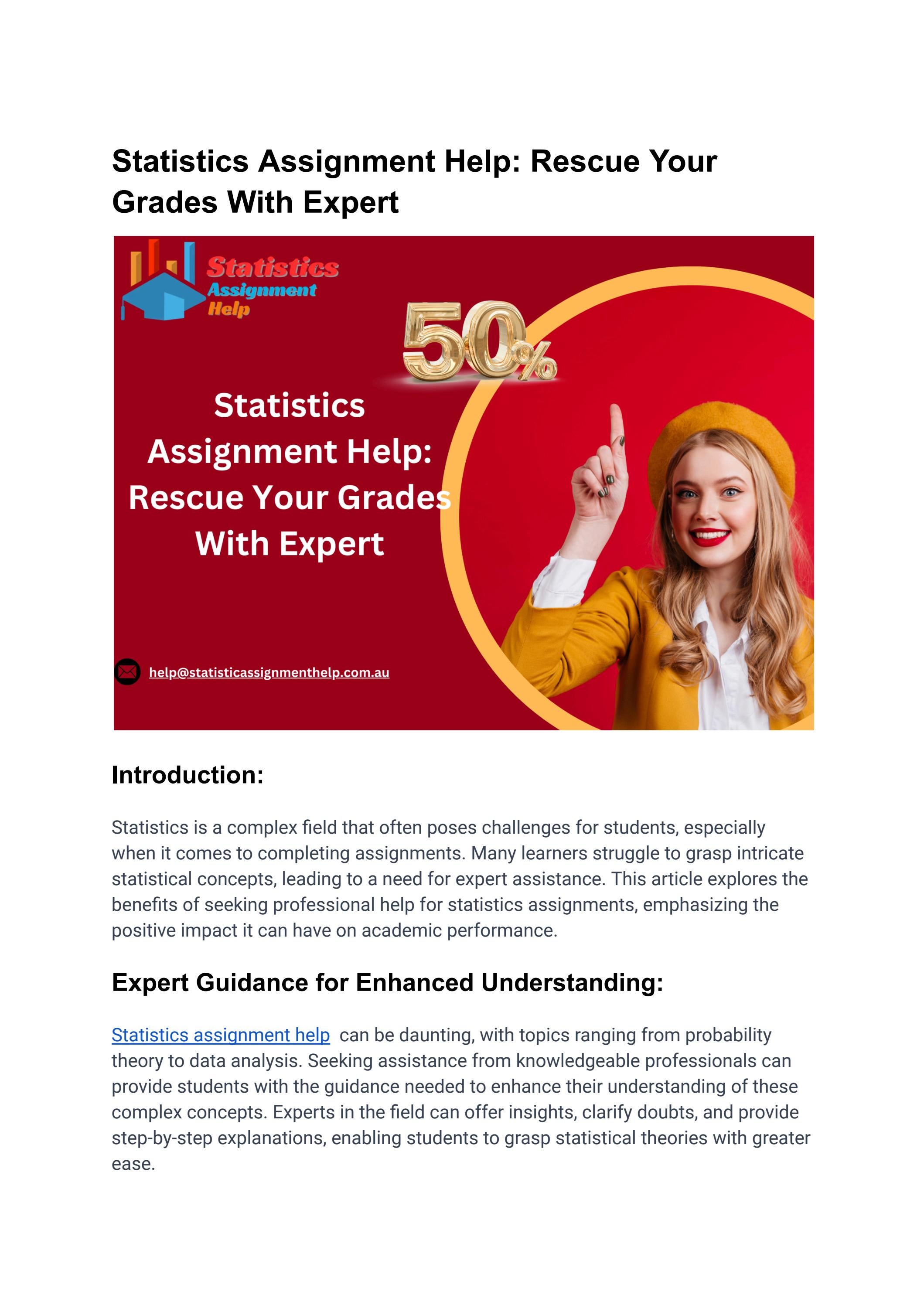 Statistics Assignment Help: Rescue Your Grades With Expert by Stephan ...