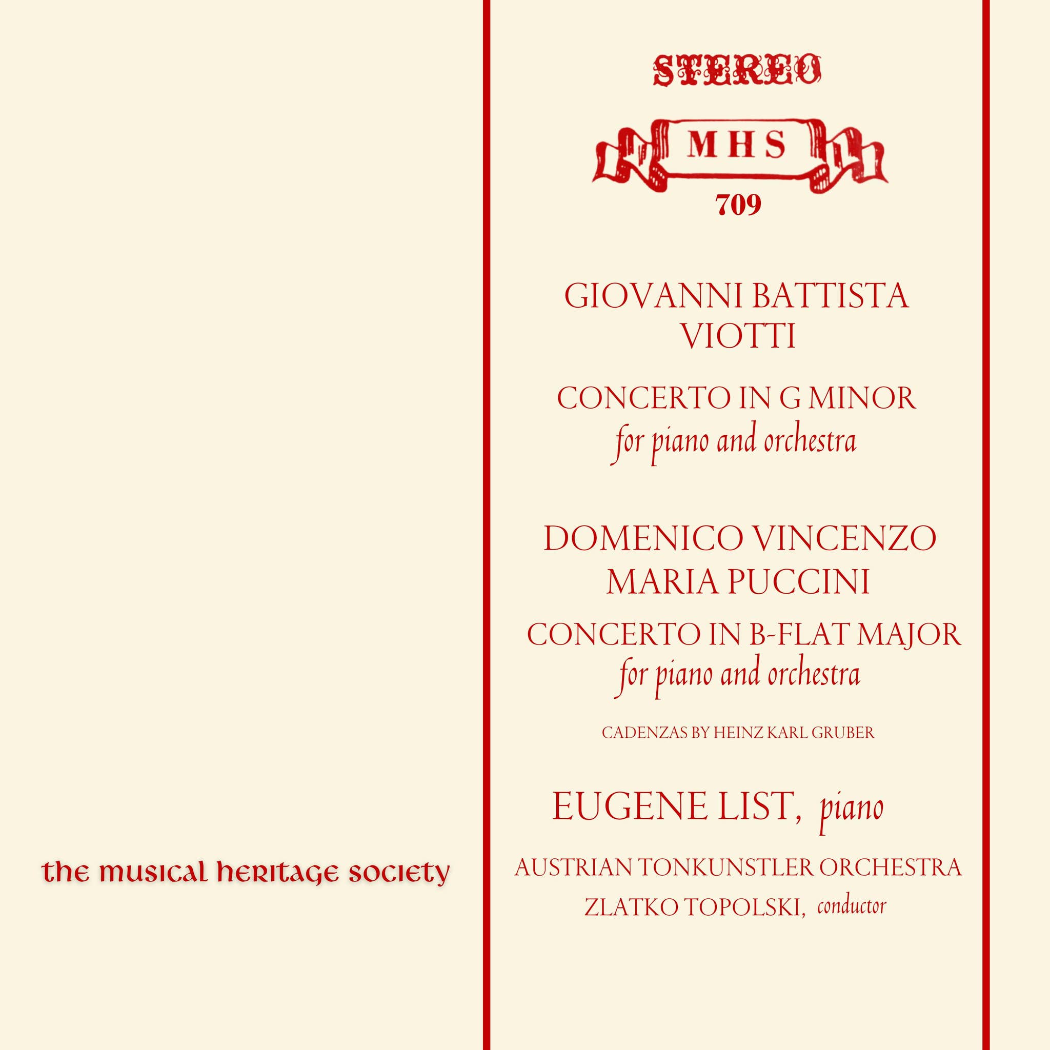VIOTTI & DOMENICO PUCCINI: Piano Concerti - Eugene List, piano ...