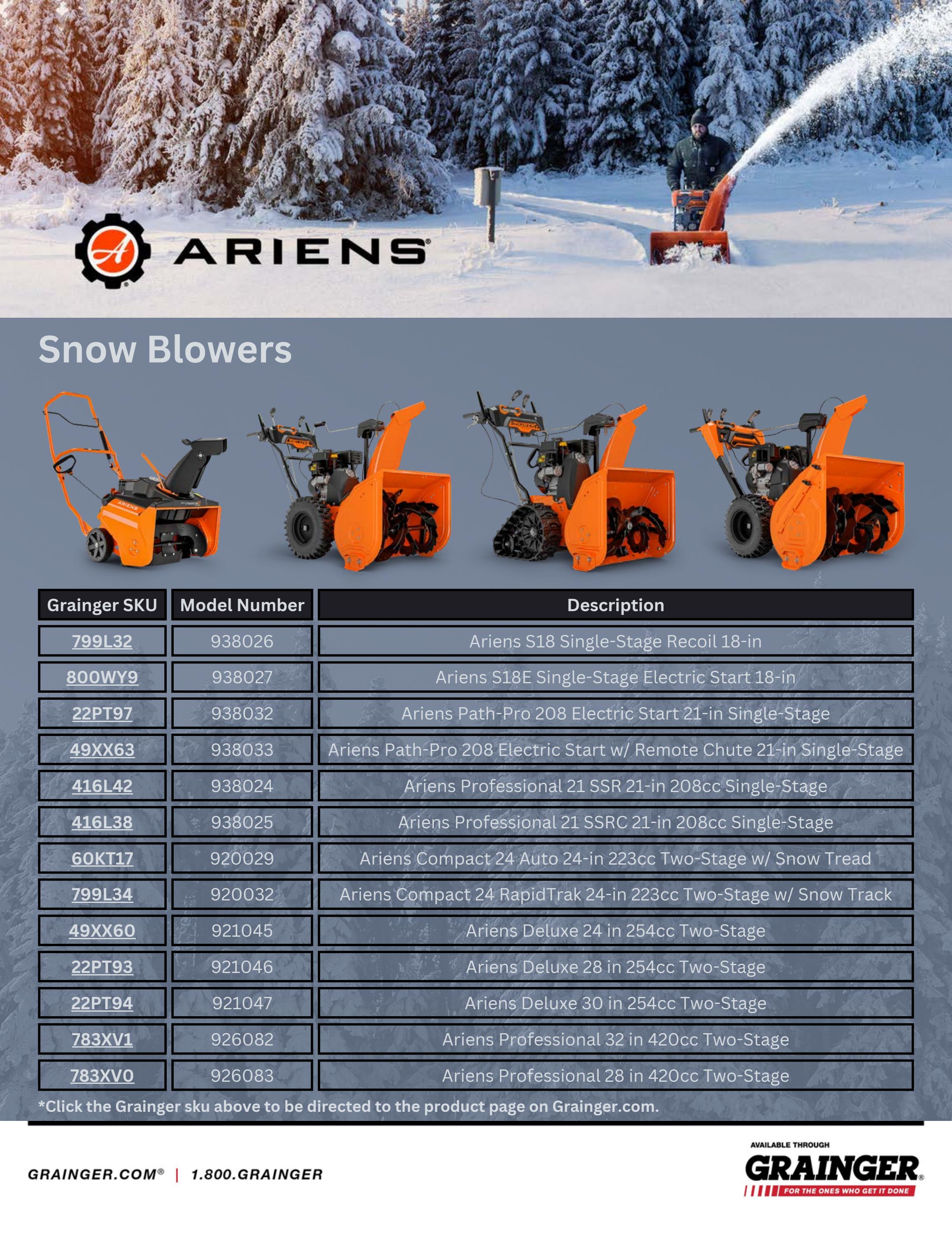 Ariens: Snow Blowers & Accessories, Grainger by ISI Marketing Portal ...