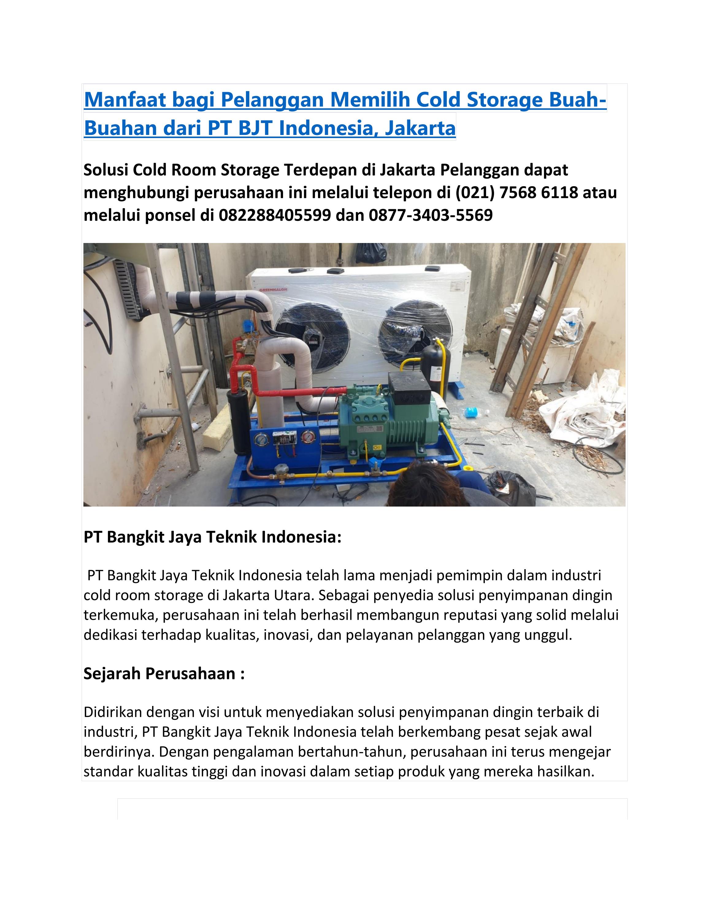 Manfaat bagi Pelanggan Memilih Cold Storage Buah-Buahan dari PT BJT ...