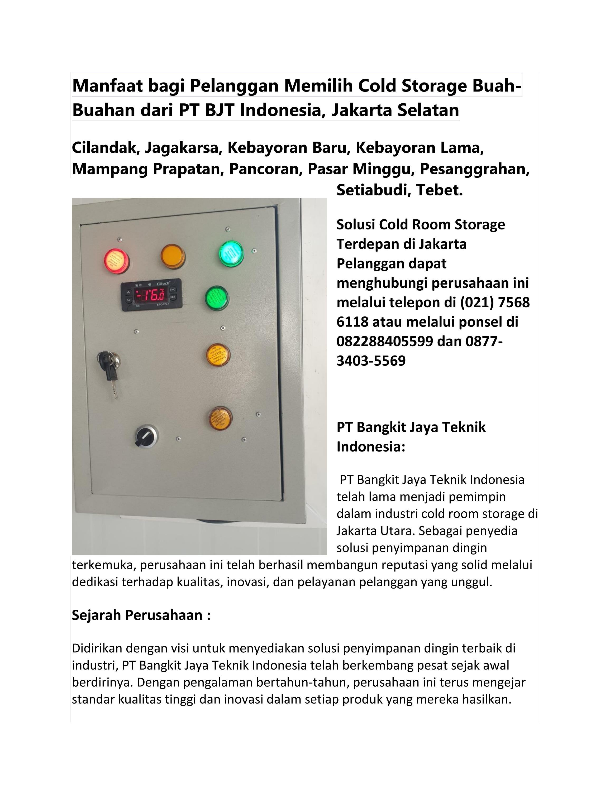 Manfaat bagi Pelanggan Memilih Cold Storage Buah-Buahan dari PT BJT ...