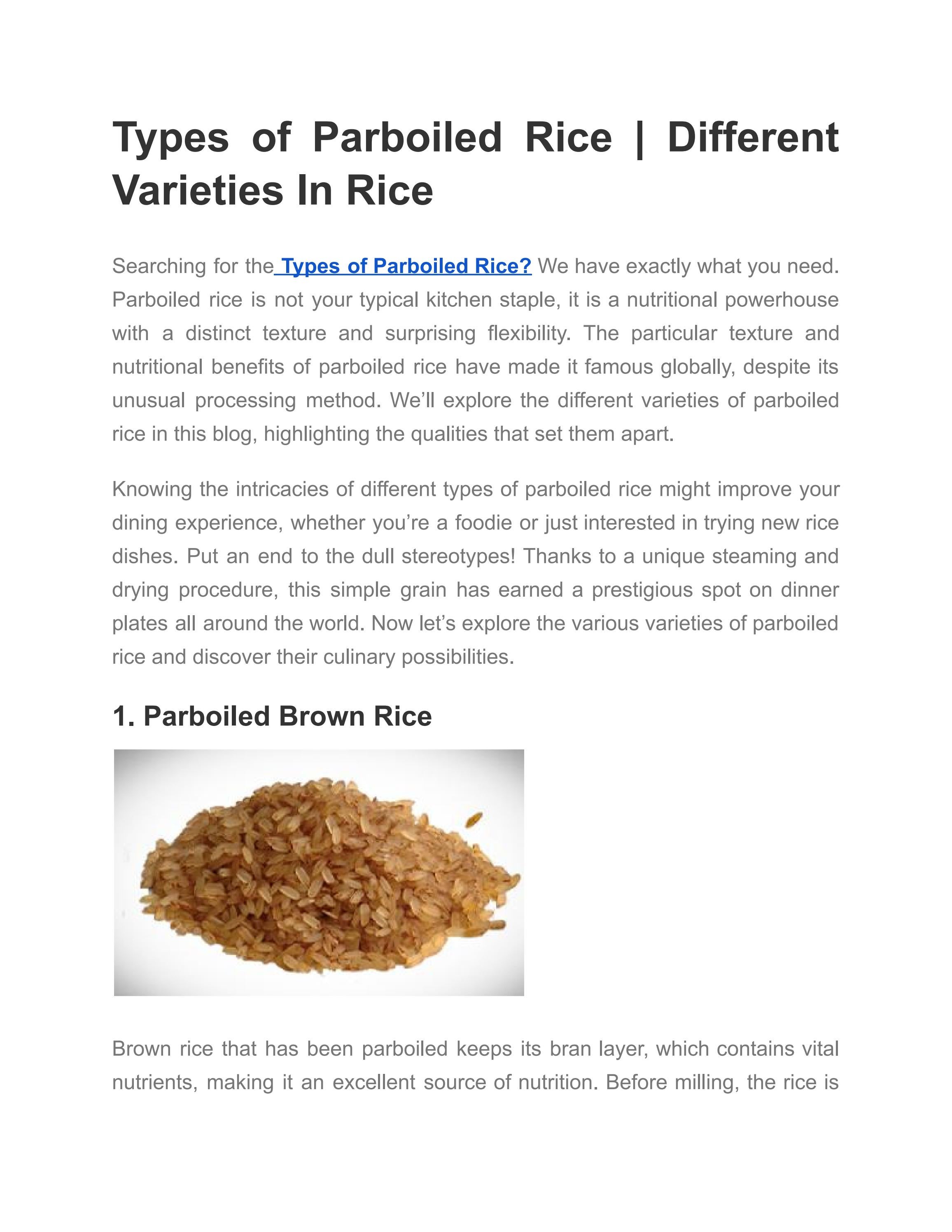 Types of Parboiled Rice | Different Varieties In Rice by naeem1111 - Issuu