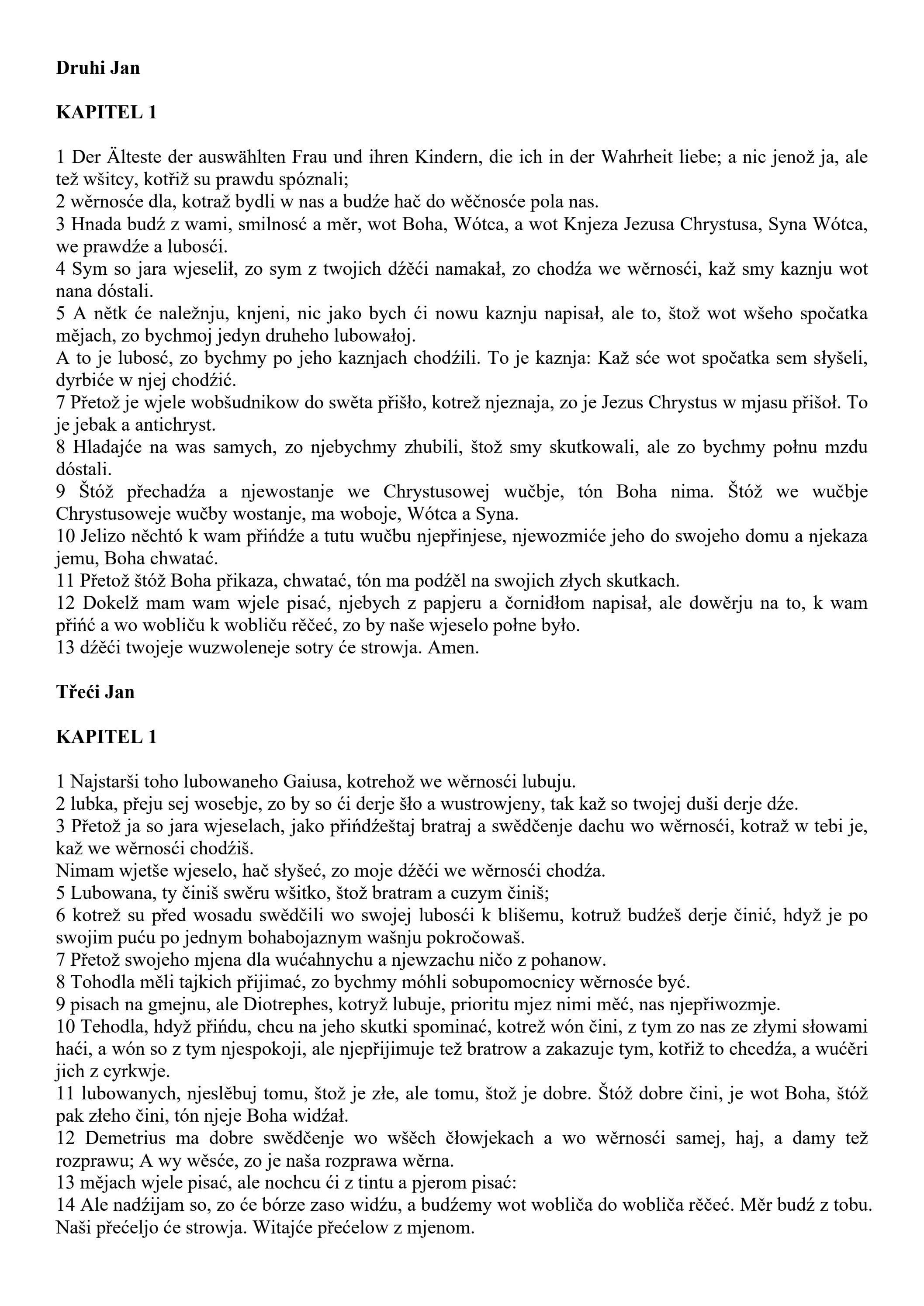 Upper Sorbian - Second and Third John by Filipino Tracts and Literature ...