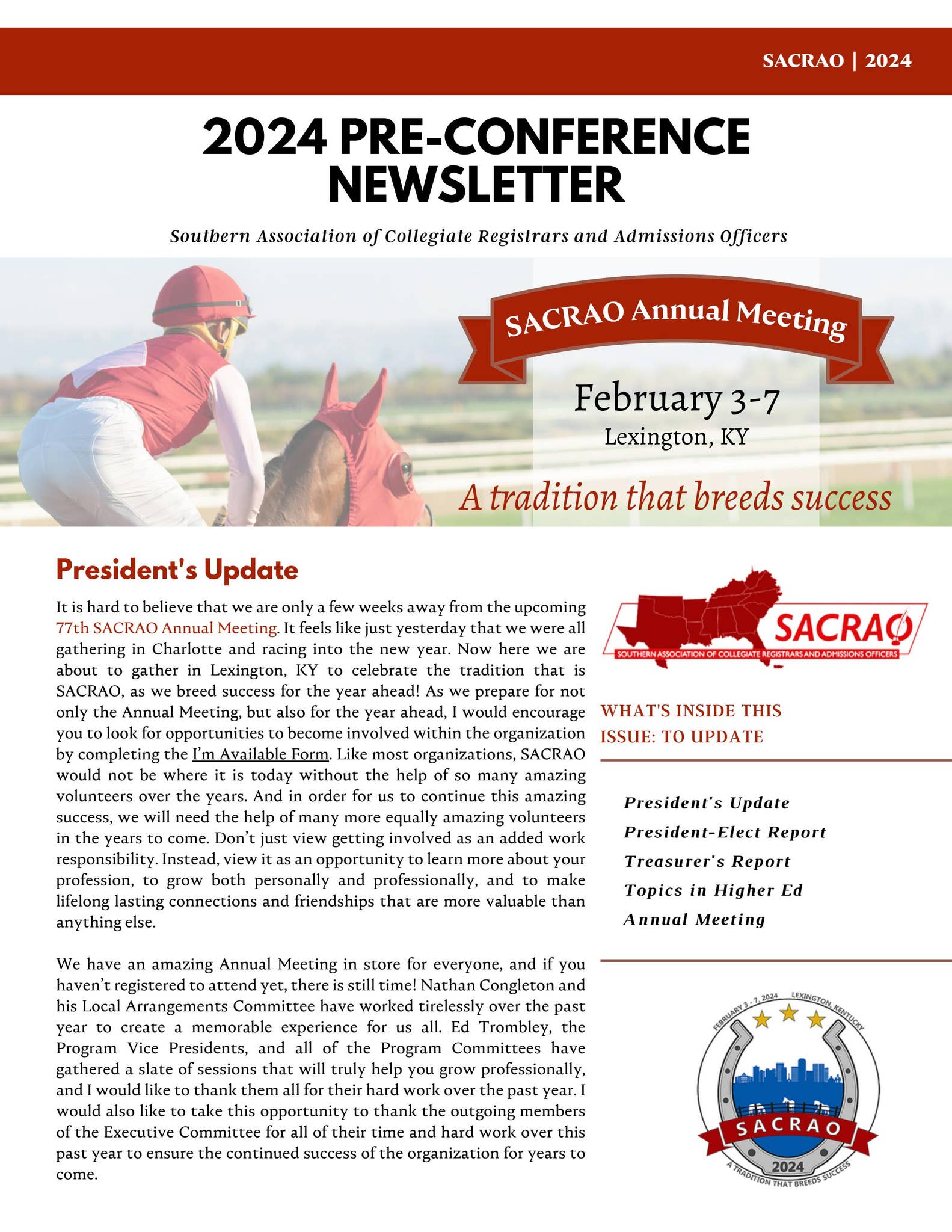 SACRAO Winter/Pre-Conference 2024 Newsletter by SACRAOSpring23 - Issuu