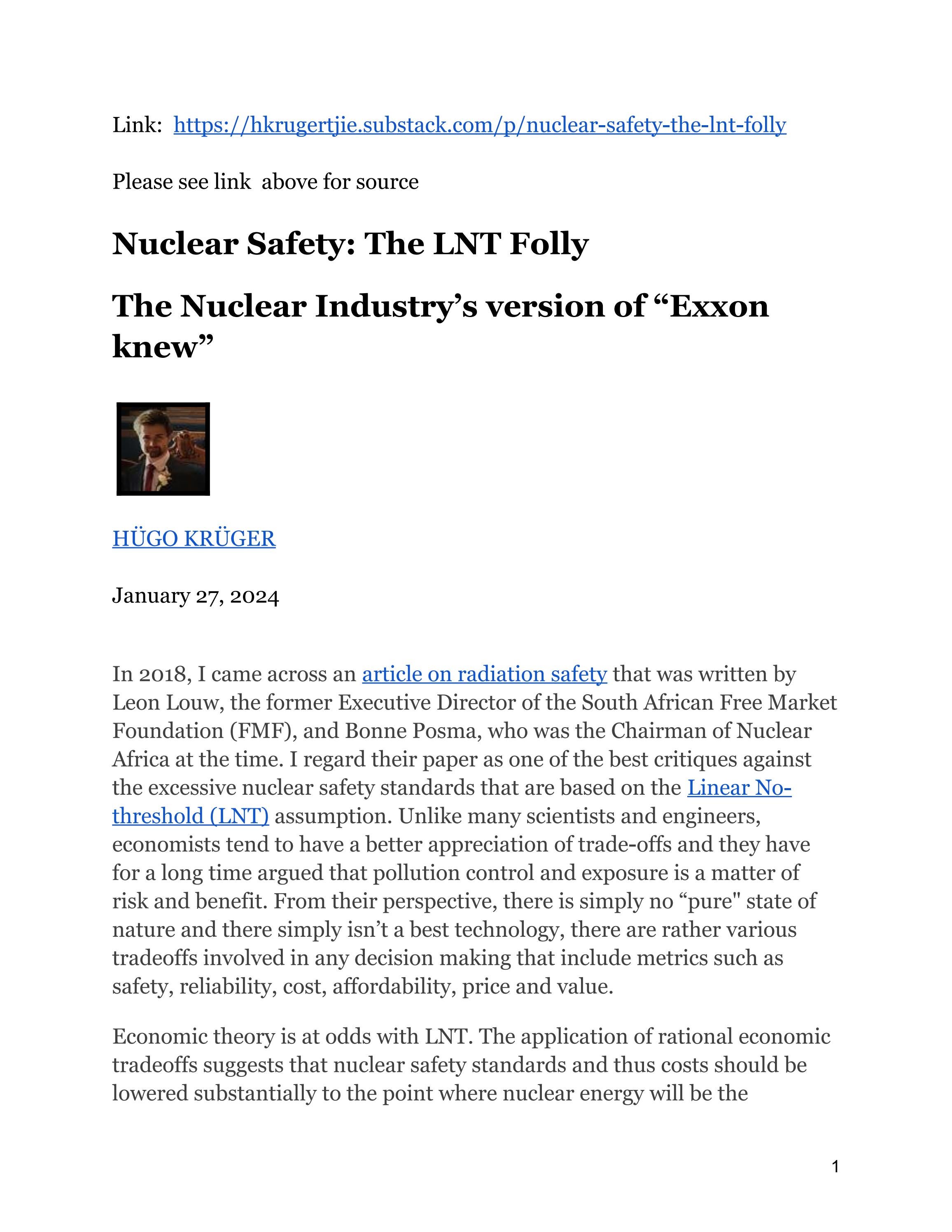 Nuclear Safety - The LNT Folly - HK by John A. Shanahan - Issuu