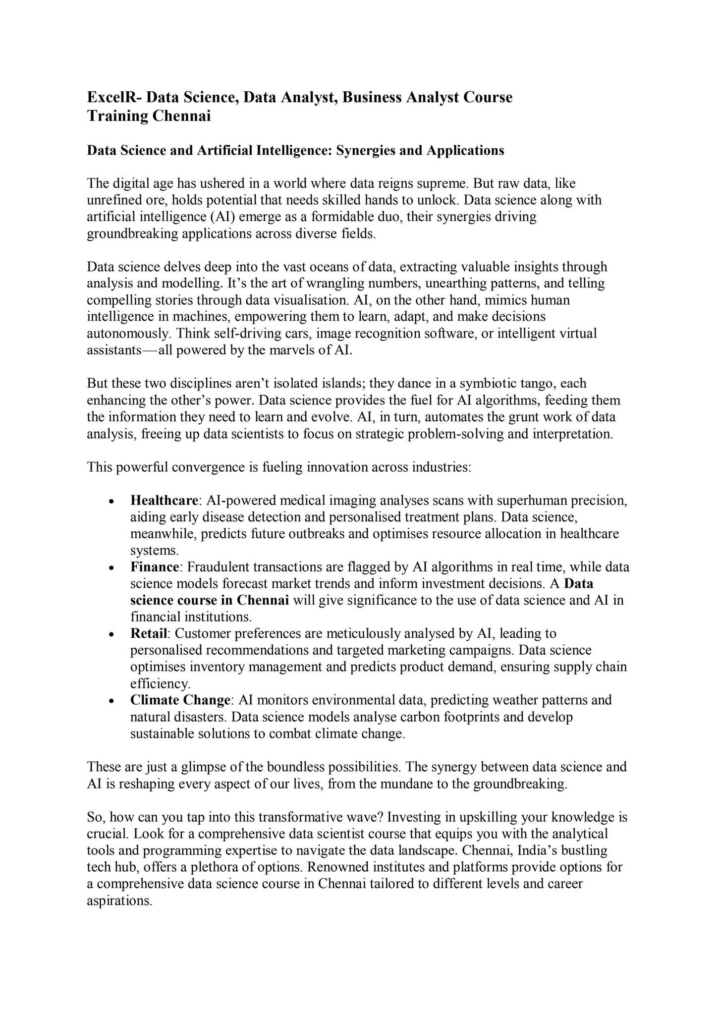 ExcelR- Data Science, Data Analyst, Business Analyst Course Training Chennai by excelrsolutions ...