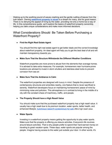 Comprehensive Guide for Waterfront Property by Marry Curran - Issuu