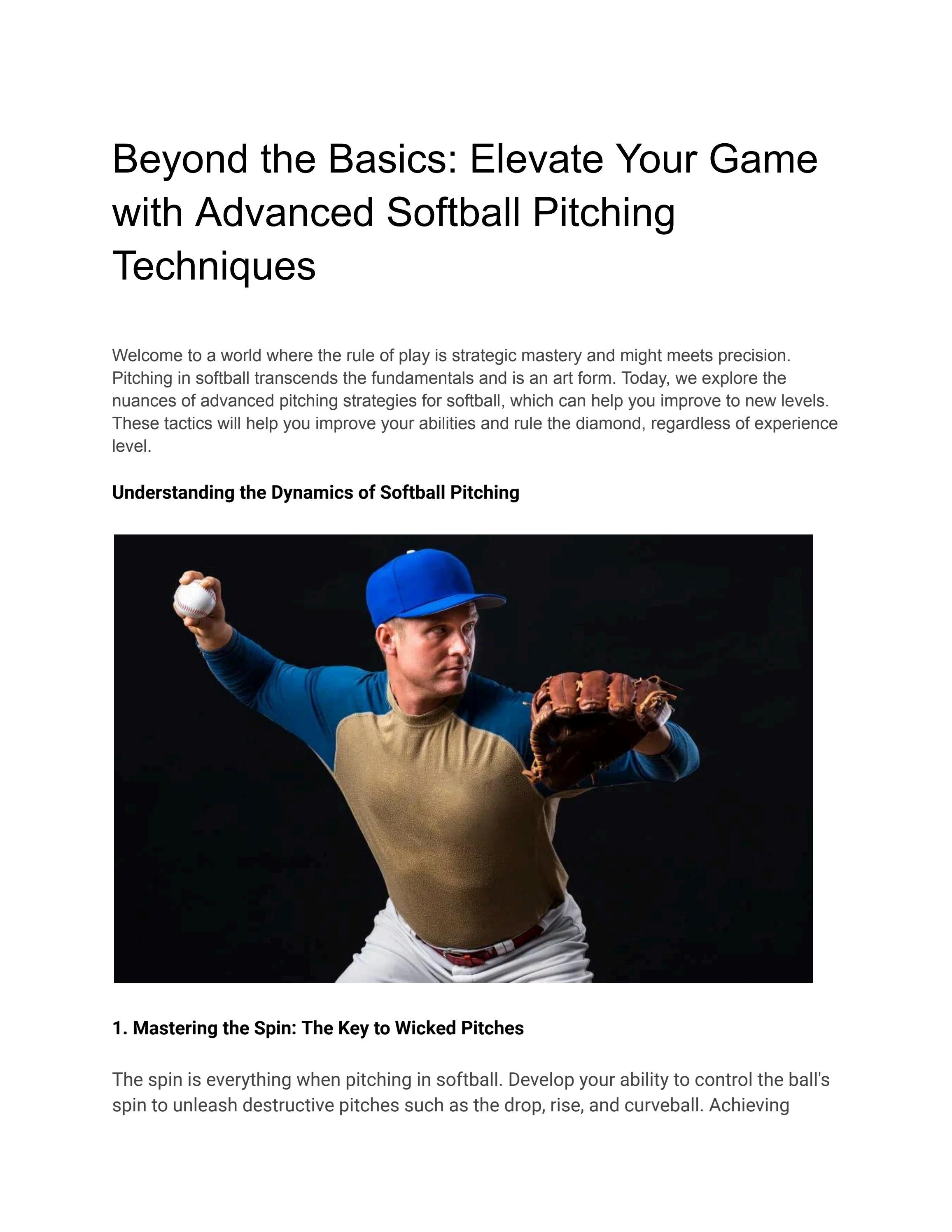 Beyond the Basics: Elevate Your Game with Advanced Softball Pitching ...