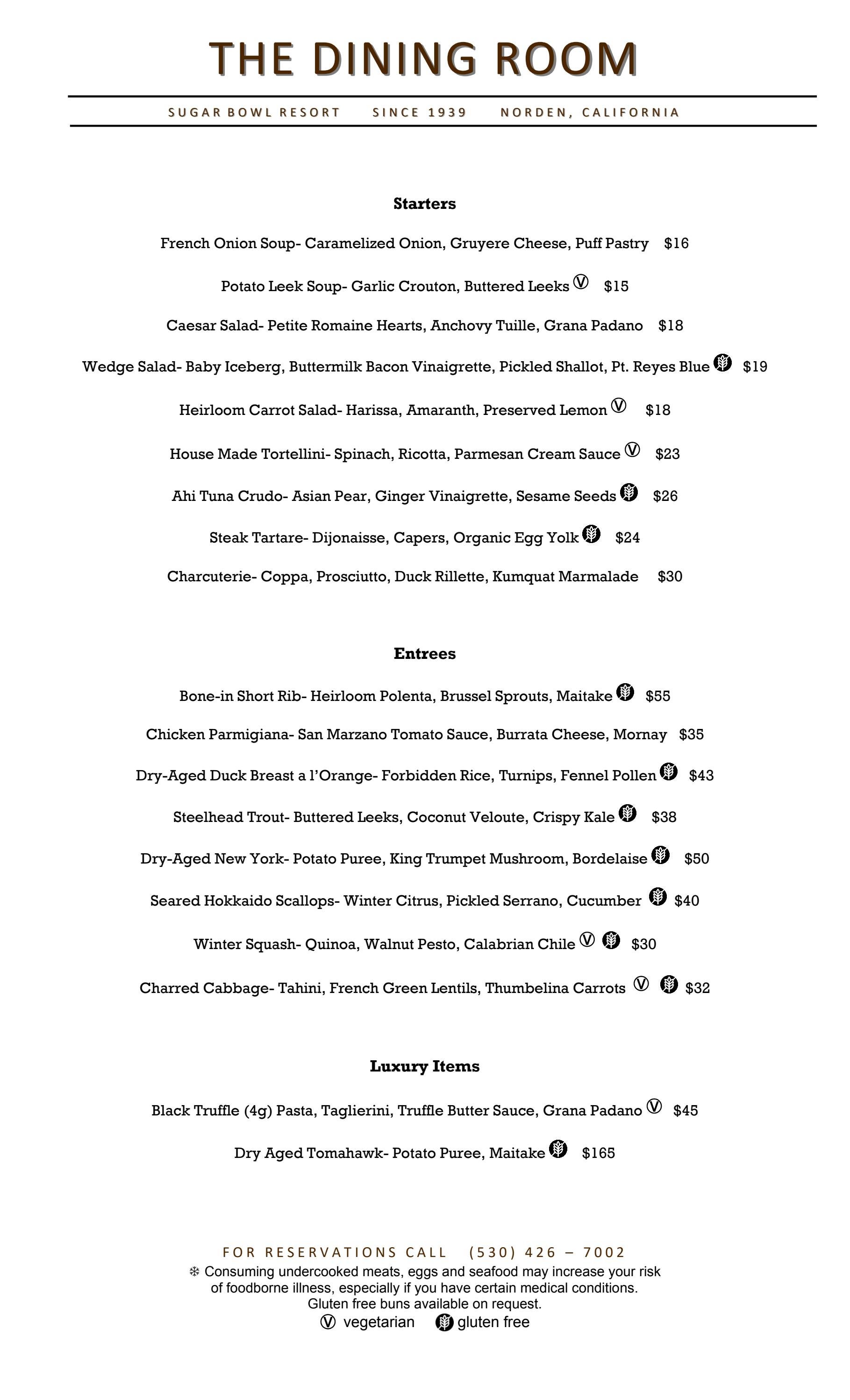 Dinner Menu by Village at Sugar Bowl - Issuu