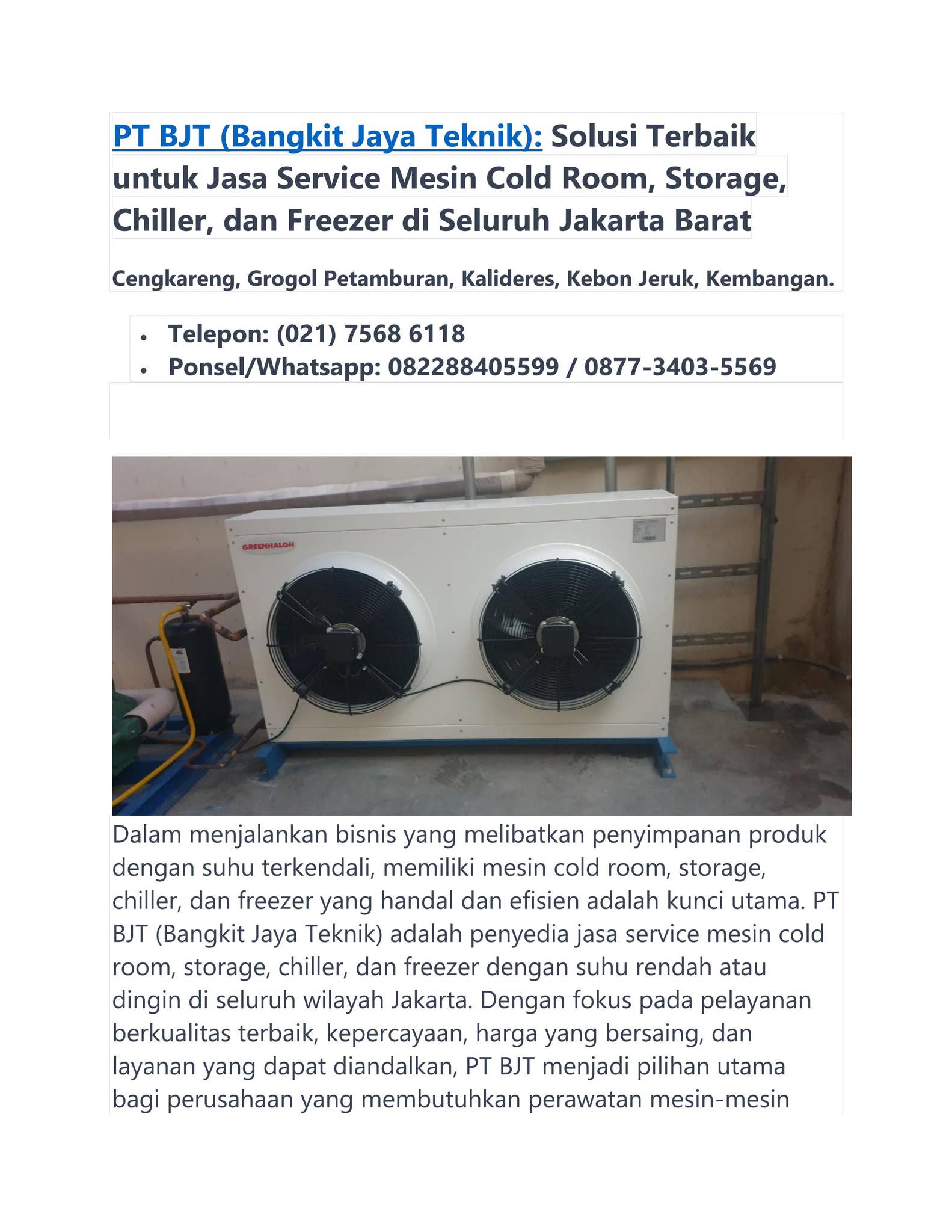 JASA SERVICE COLD ROOM, COLD STORAGE, CHILLER, FREEZER DI JAKARTA BARAT ...