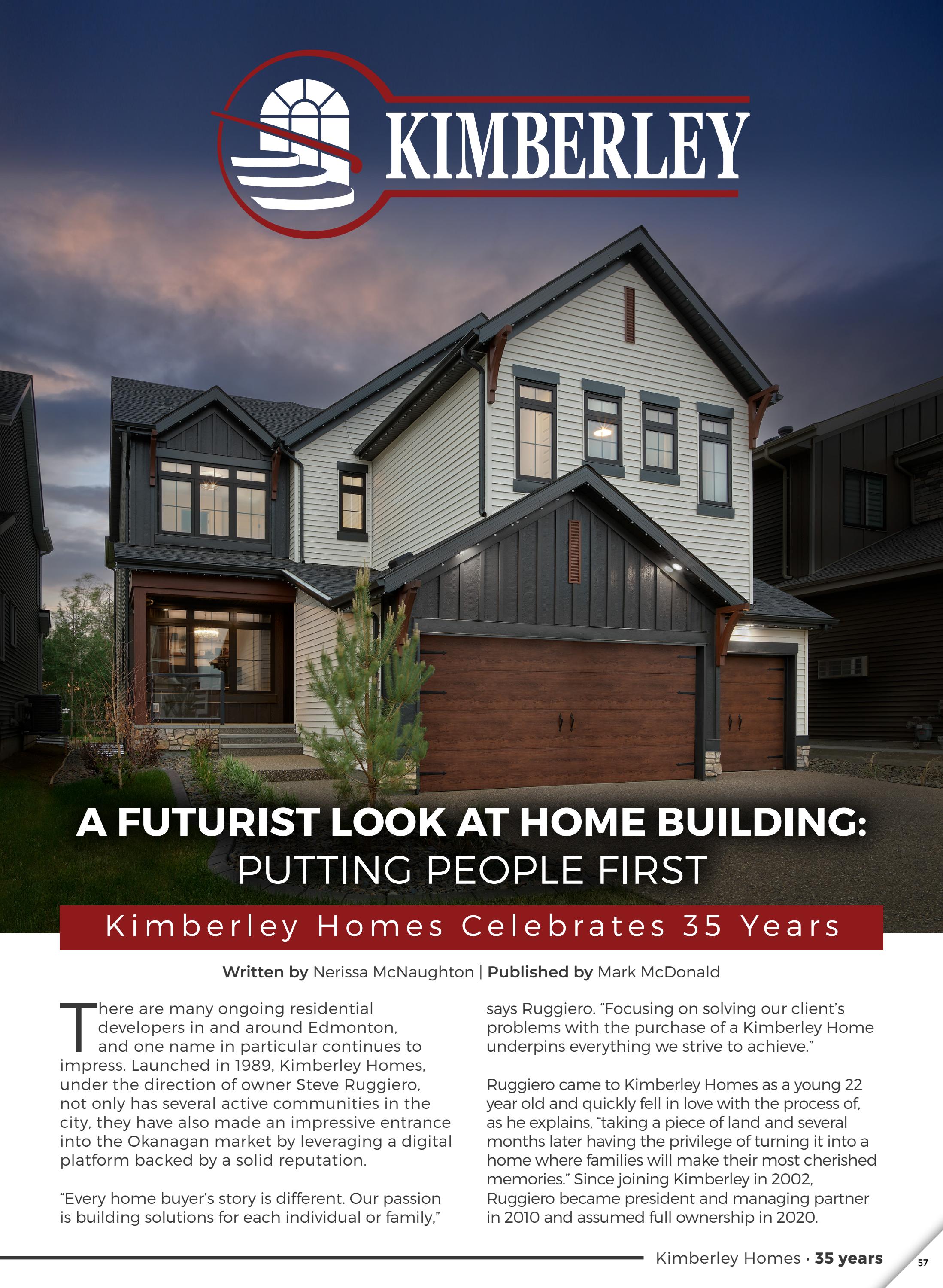 Kimberley Homes - Celebrating 35 Years by Business in Edmonton Magazine ...