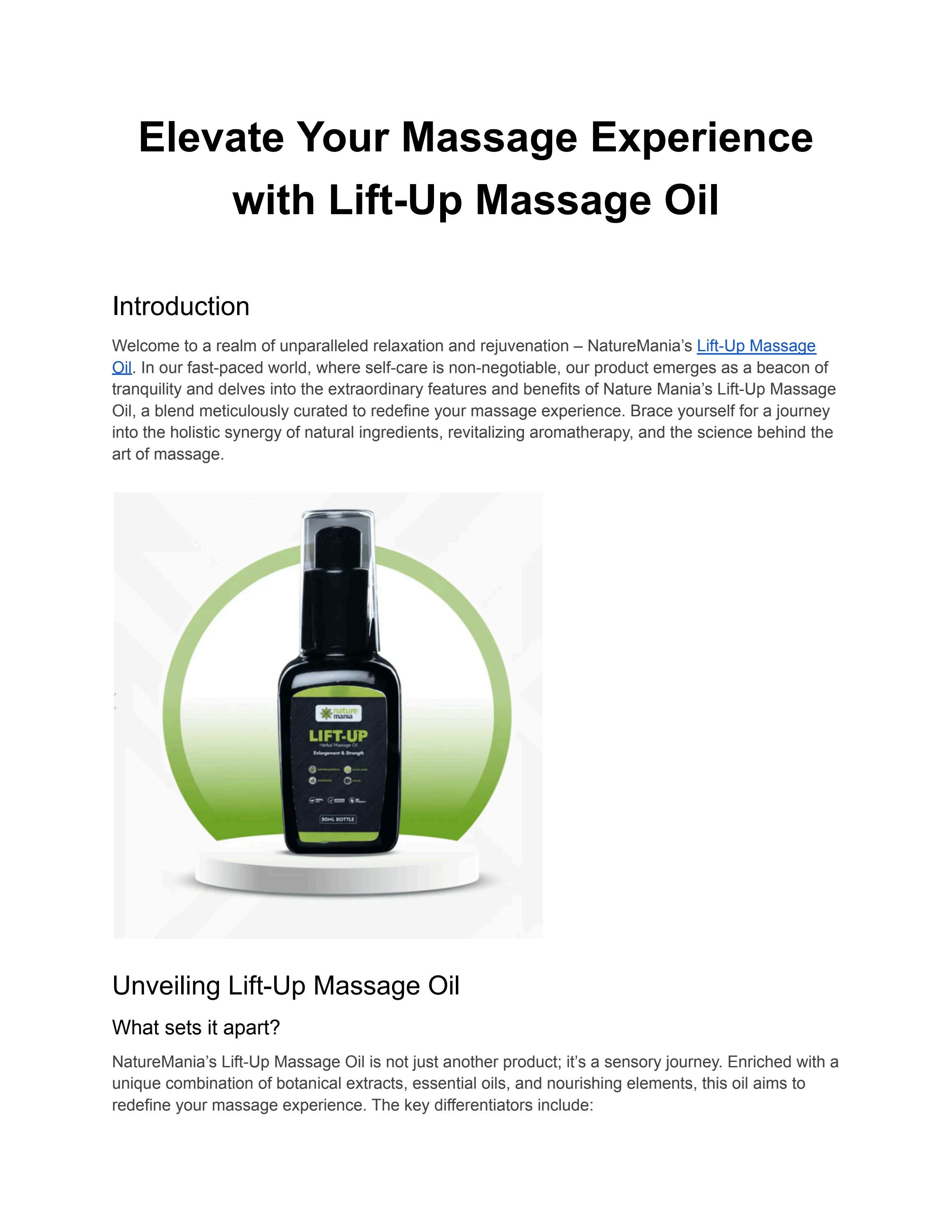 Lift-Up Massage Oil by Nature mania - Issuu