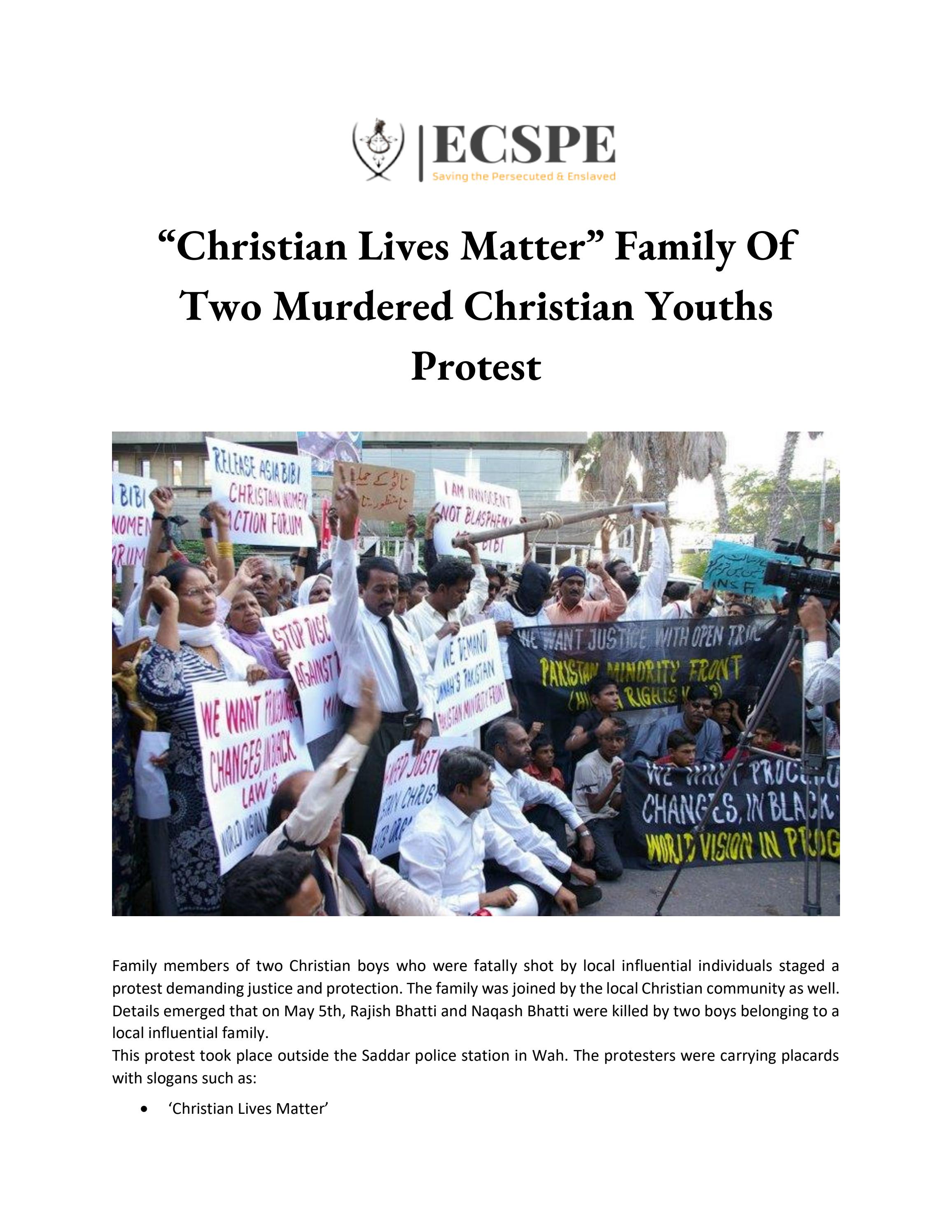 “Christian Lives Matter” Family Of Two Murdered Christian Youths ...