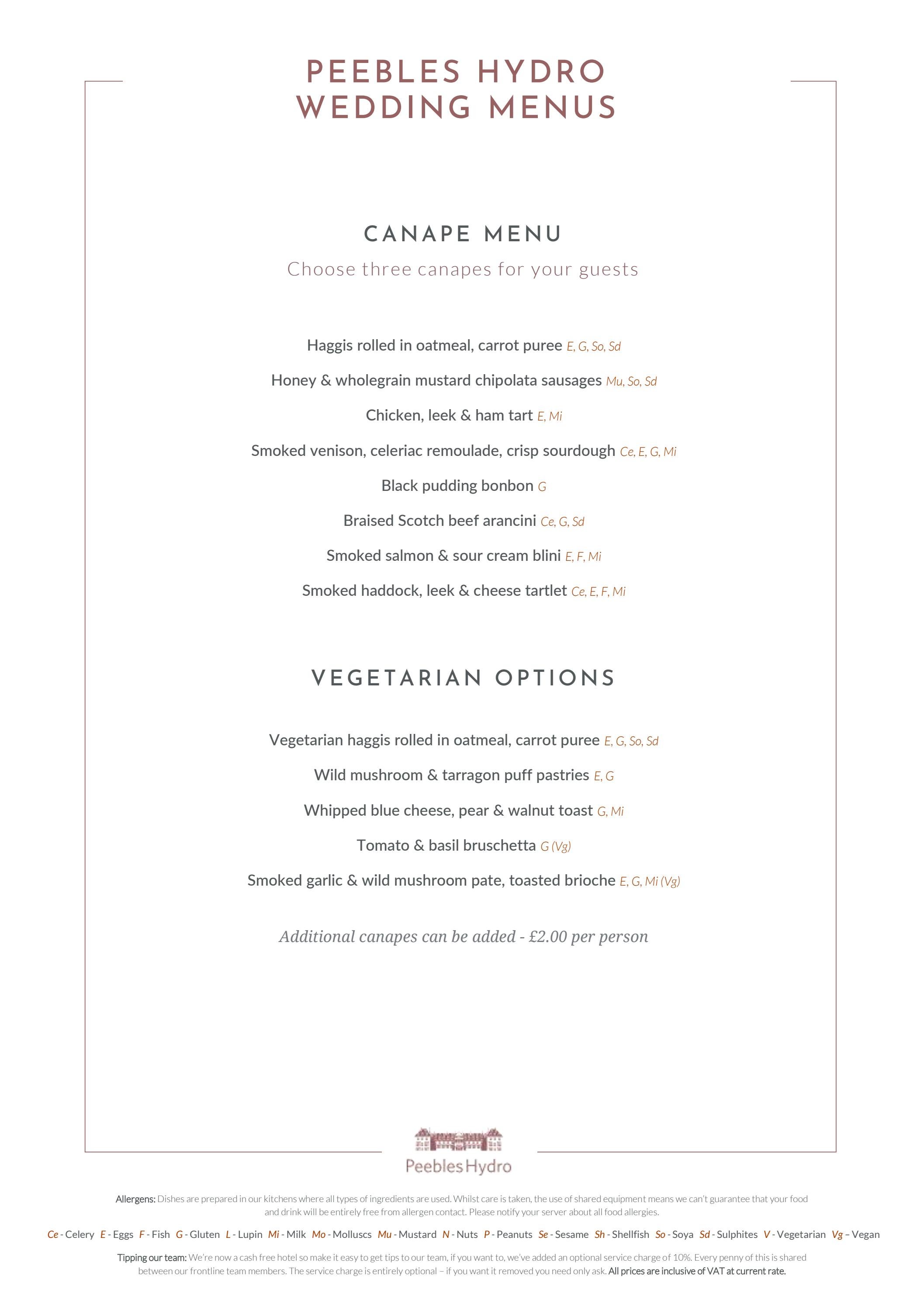 Wedding Canape Menu 2024 by Peebles Hydro - Issuu