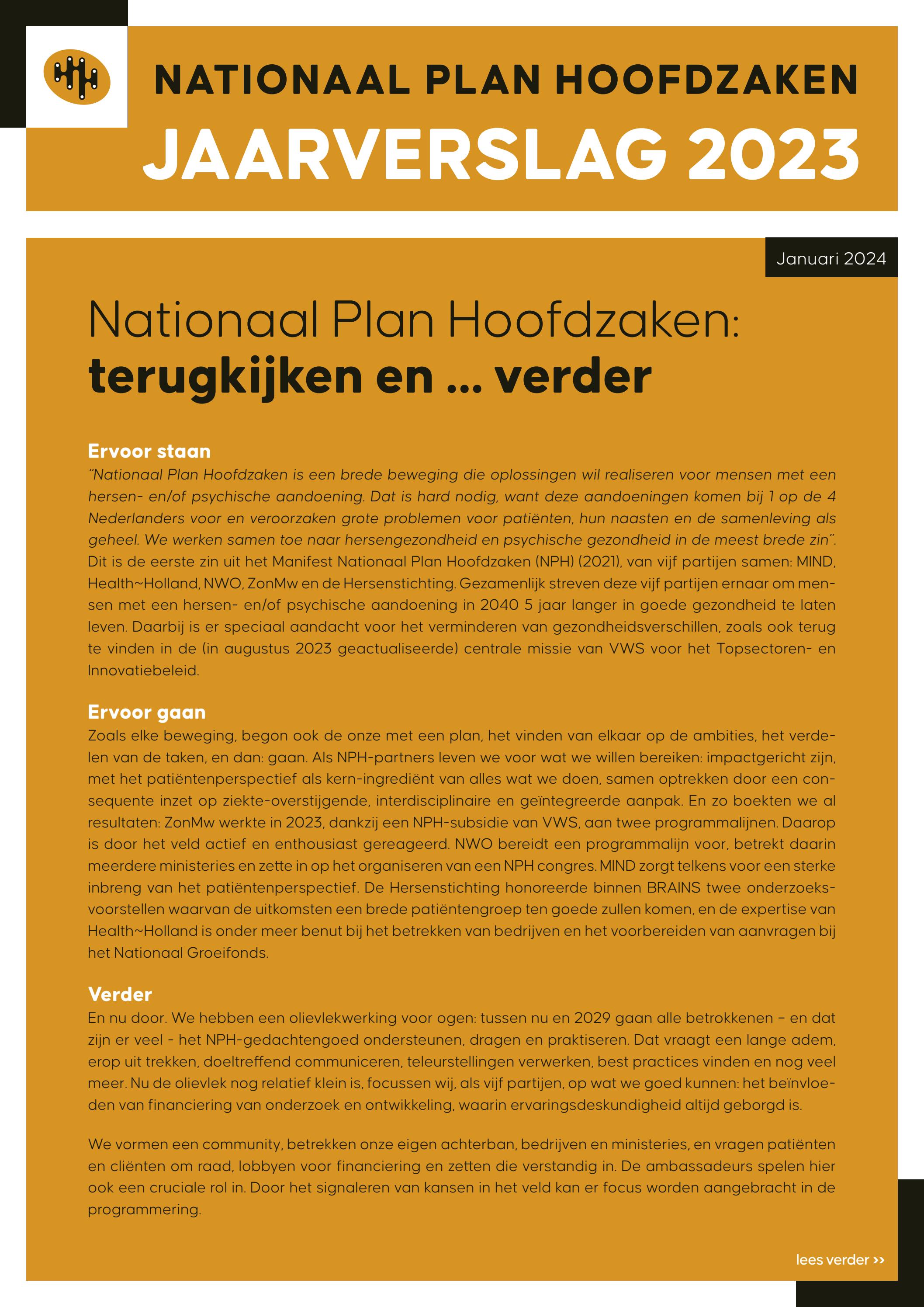 Jaarverslag Nationaal Plan Hoofdzaken 2023 by socialeimpact - Issuu