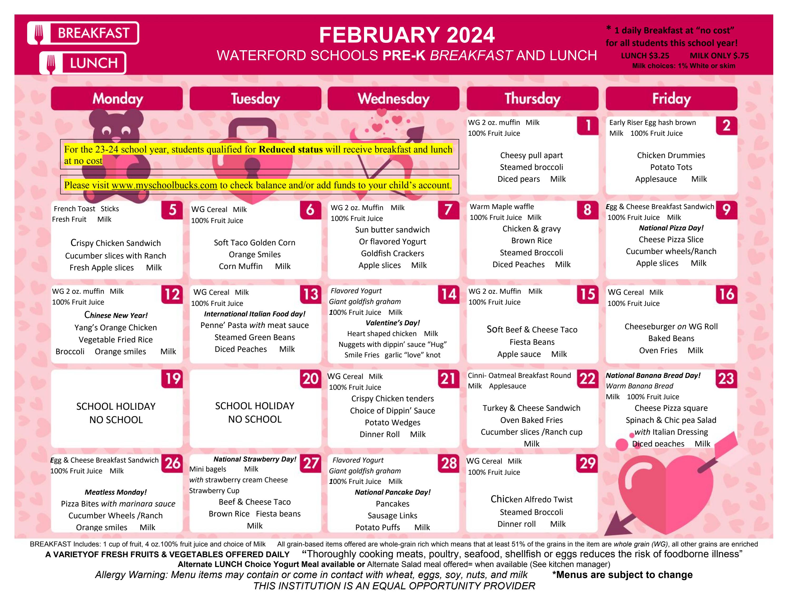 Menu - PreK by Waterford Public Schools - Issuu